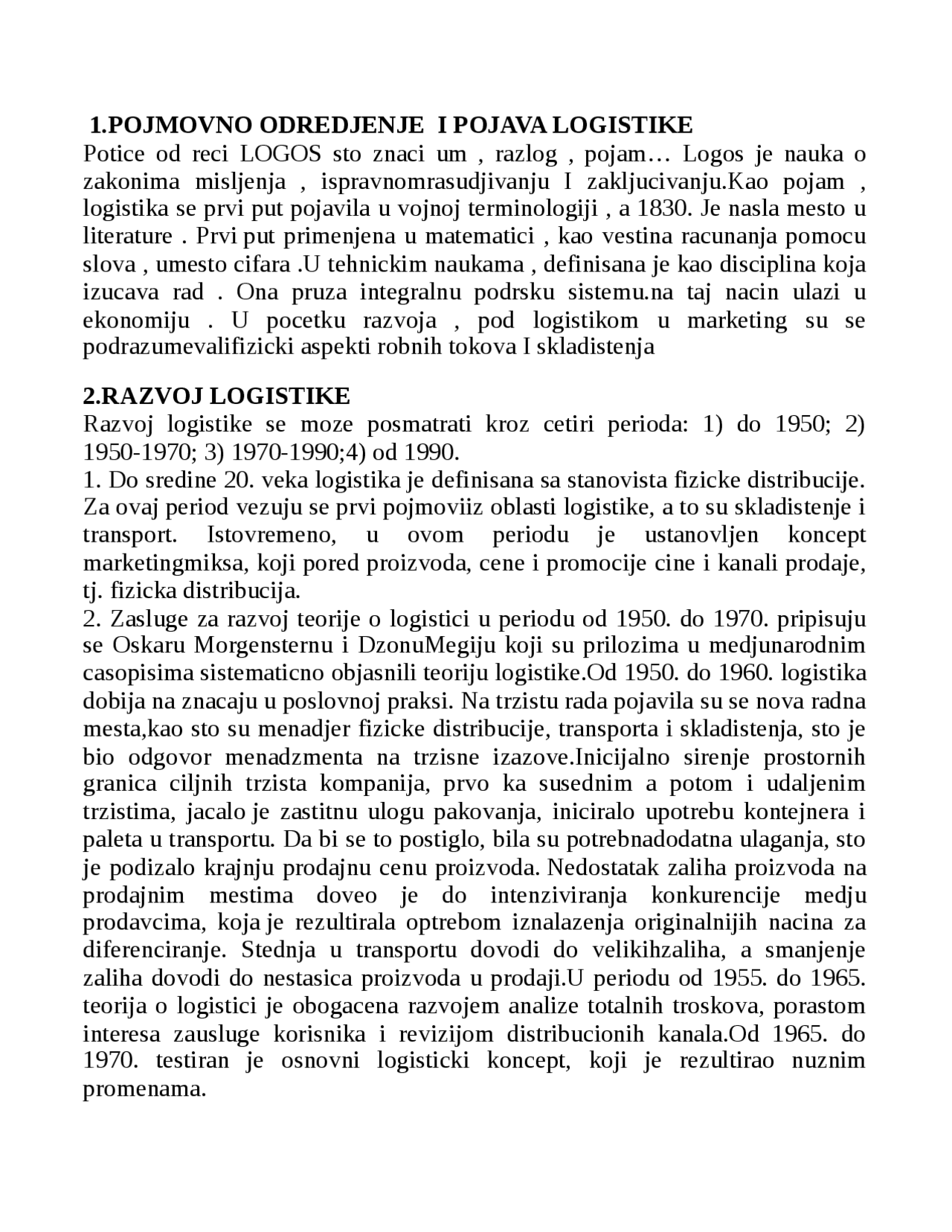 Marketing Logistika skripte2 | Rezime' predlog Marketing - Docsity