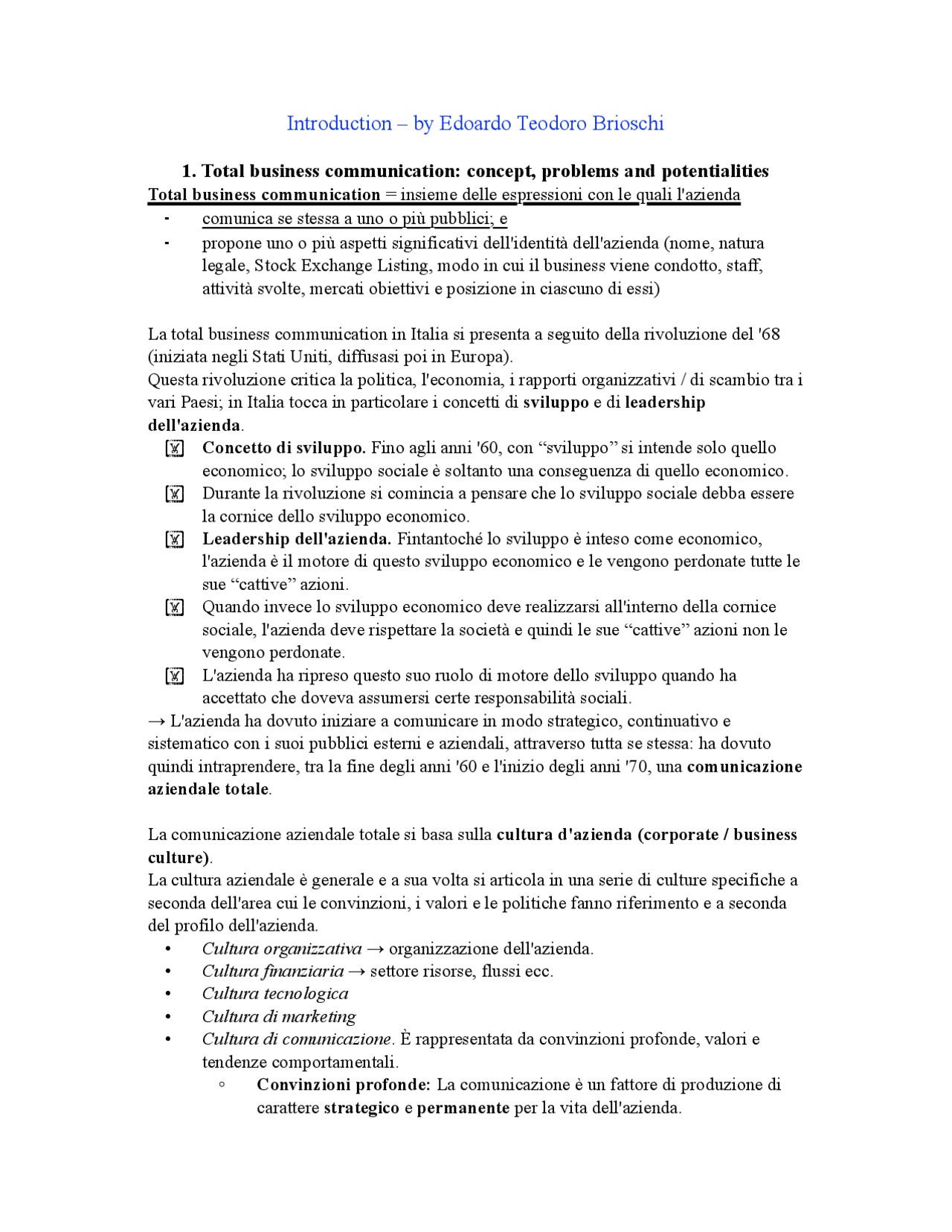 International Communication Docsity