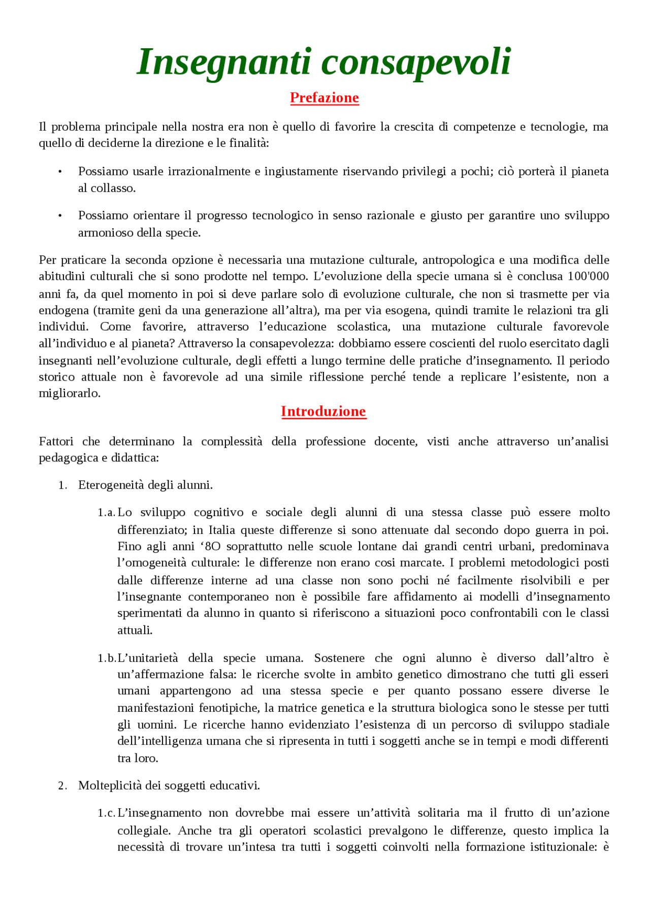 Insegnanti Consapevoli Docsity
