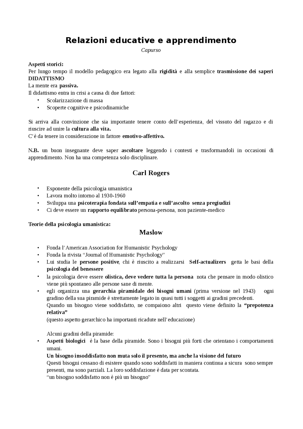Relazioni Educative E Apprendimento Docsity