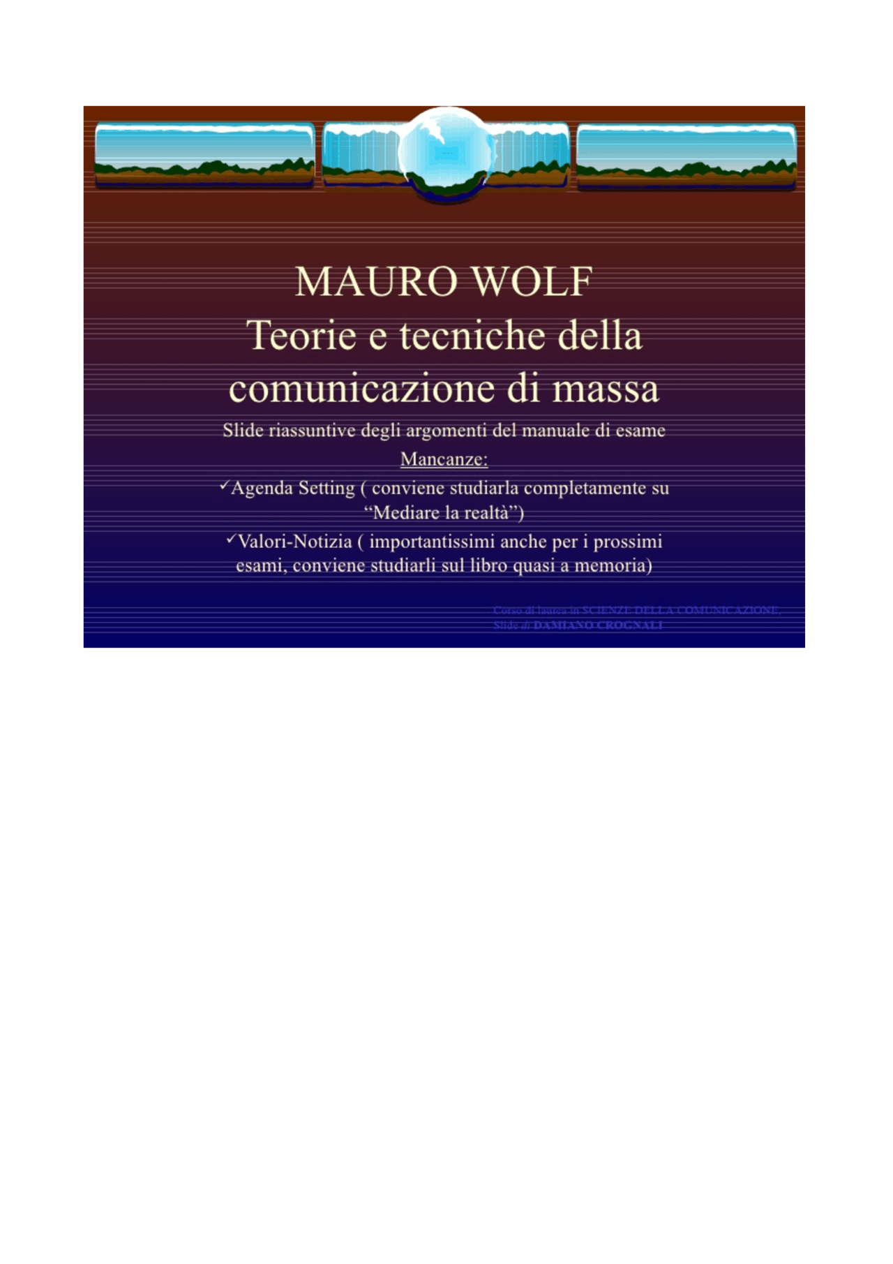 Teoria E Tecniche Della Comunicazione Di Massa Di Mauro Wolf Docsity