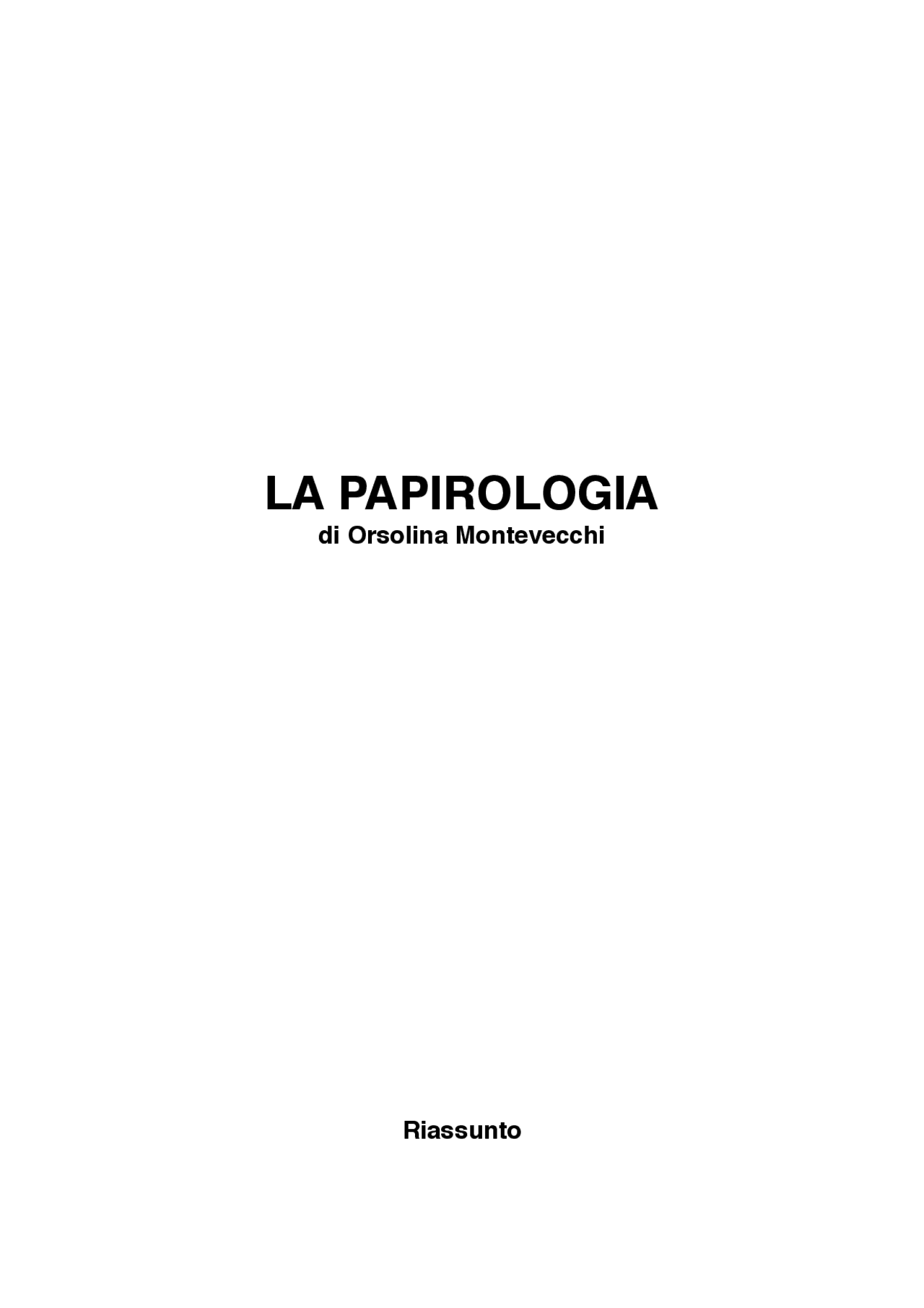 Papirologia Di Orsolina Montevecchi Docsity