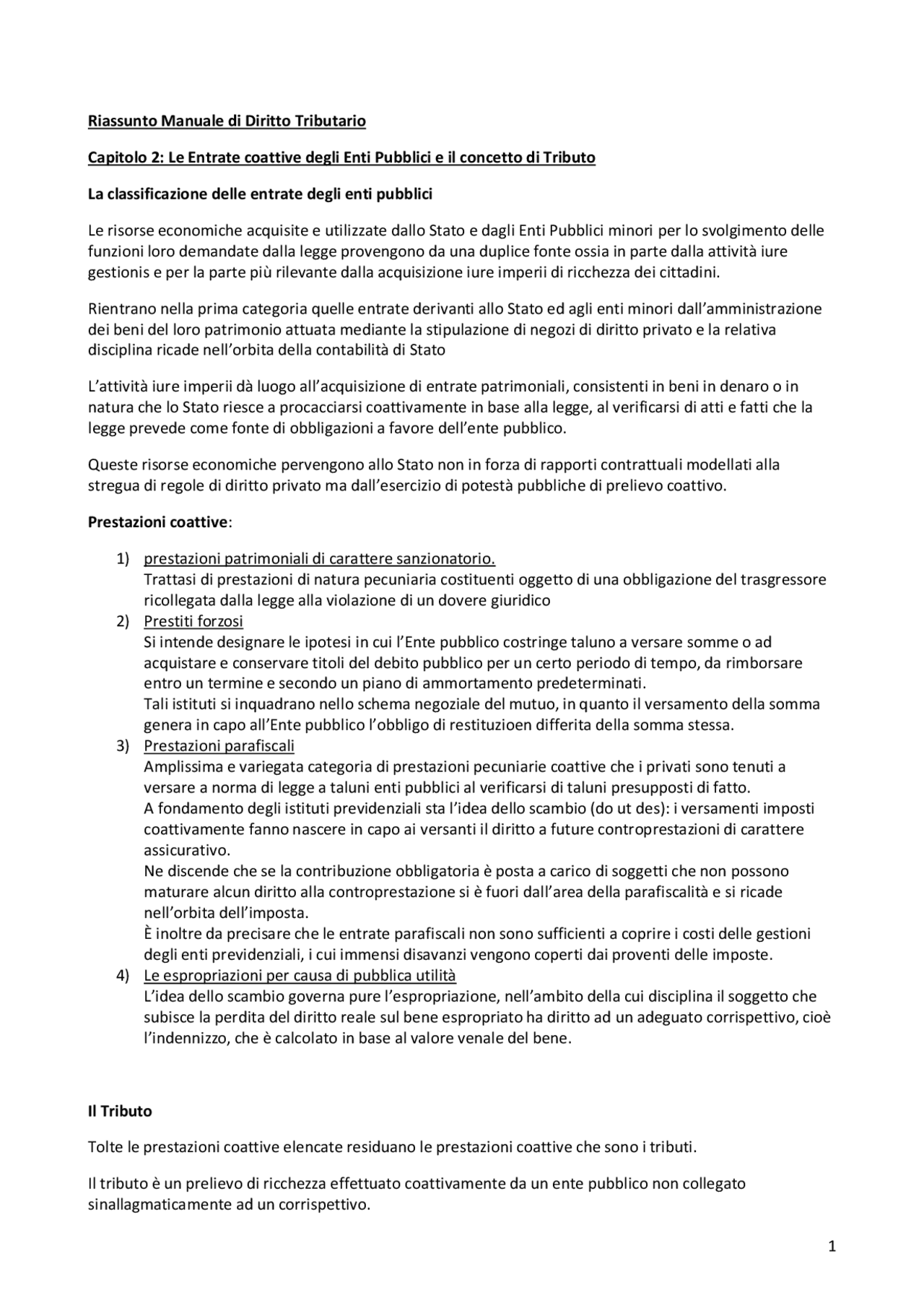 Riassunto Manuale Di Diritto Tributario Sintesi Del Corso Di Diritto