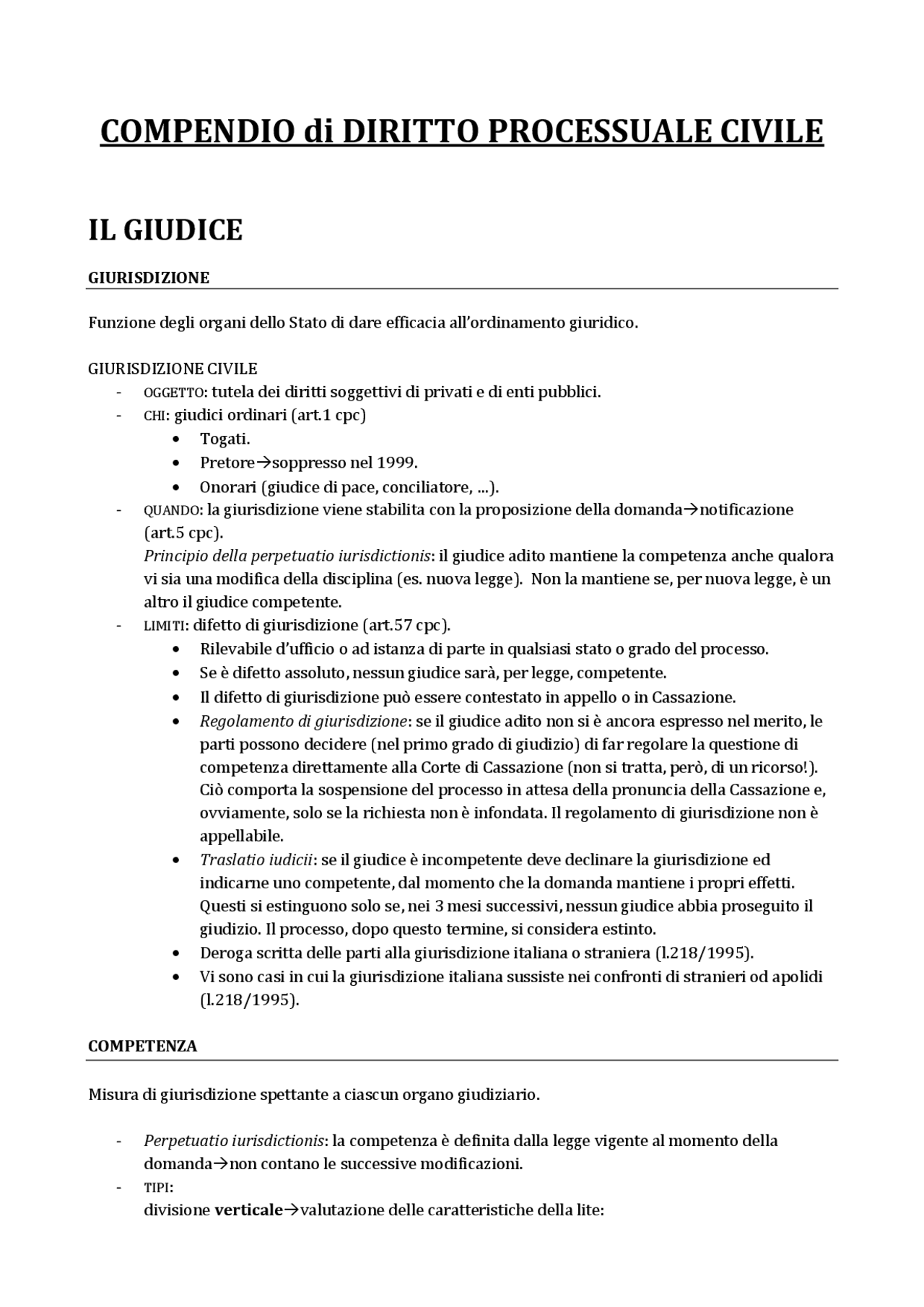 Diritto Processuale Civile Riassunto Schematico Docsity