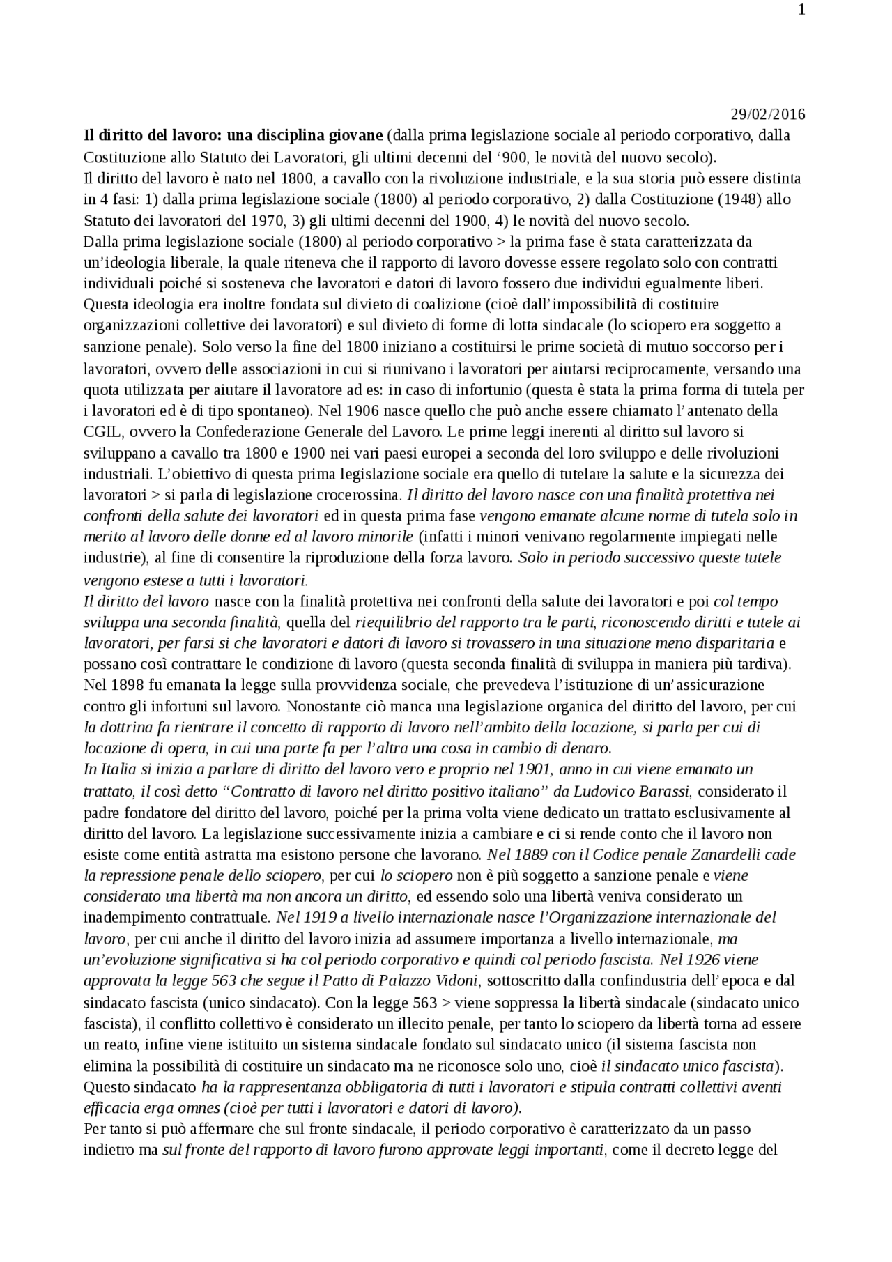 Appunti Di Diritto Sindacale Profssa Fenoglio Docsity