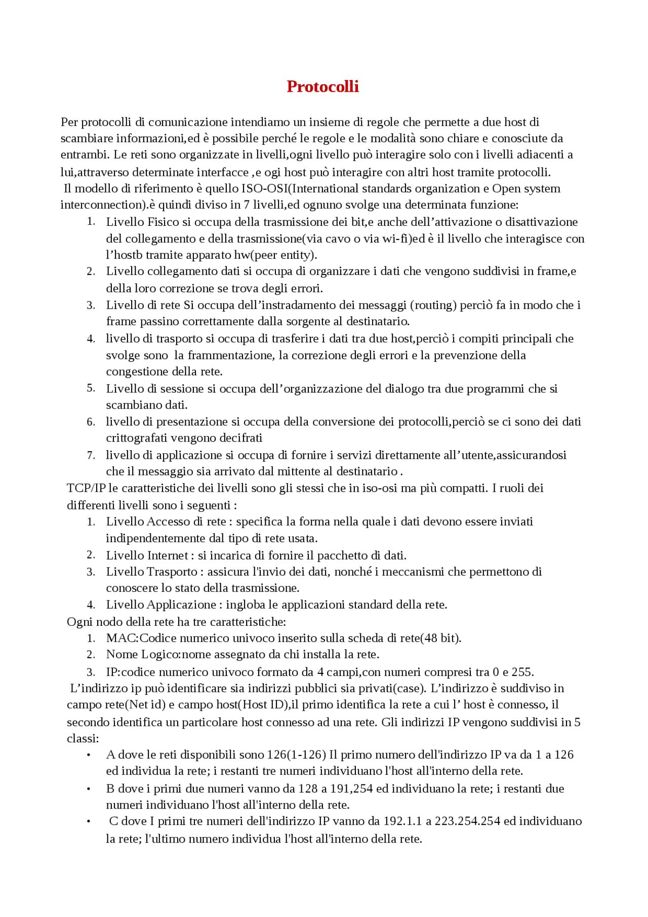 I Protocolli Informatici Docsity