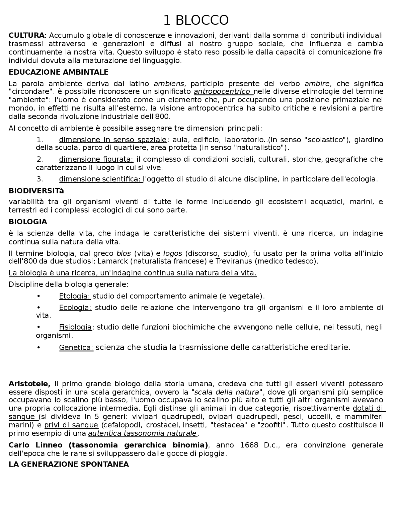 Riassunti Educazione Ambientale Prof Prozzo Docsity