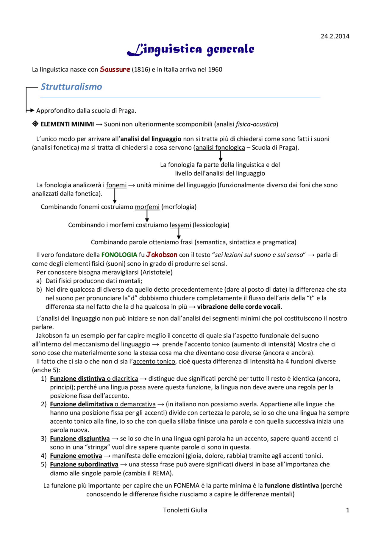 Linguistica Generale Docsity