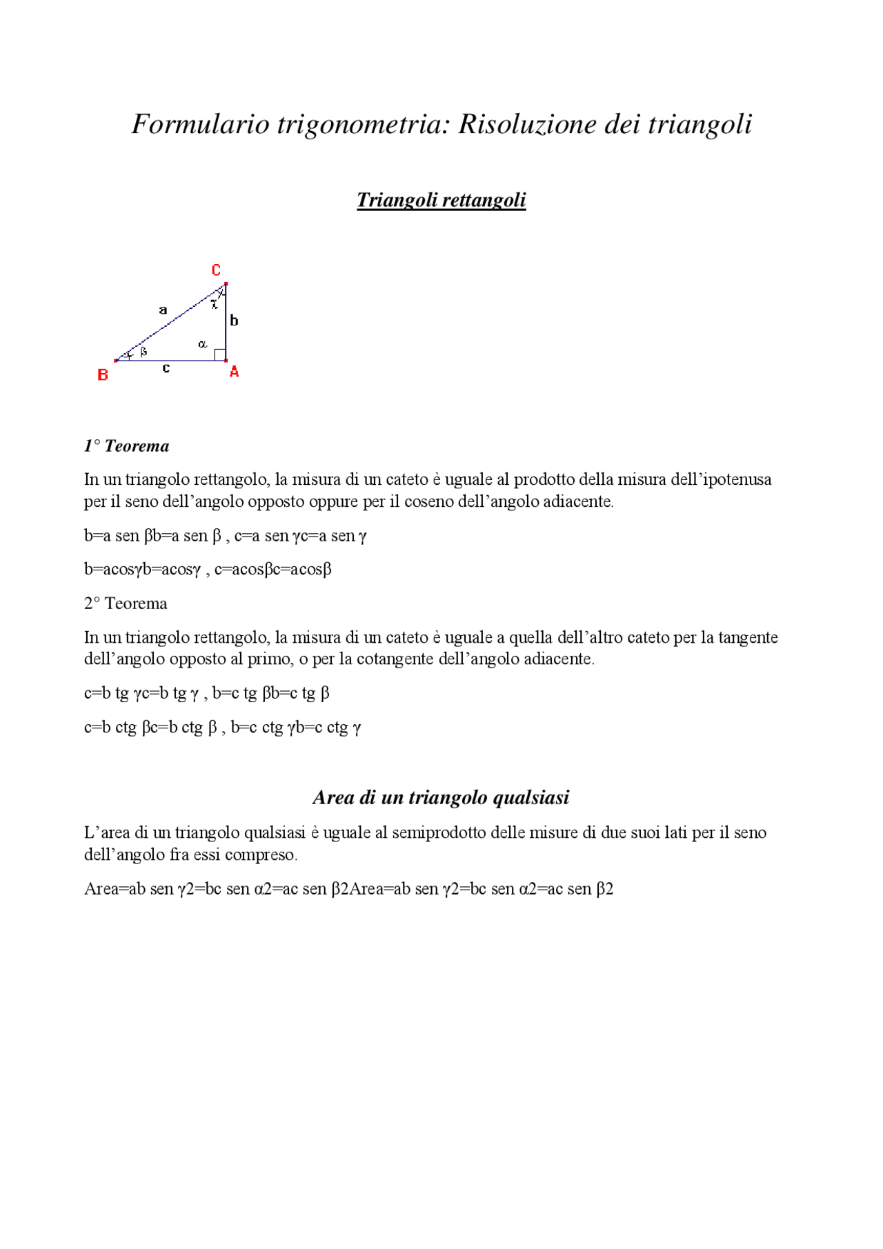 Appunti Di Trigonometria Docsity