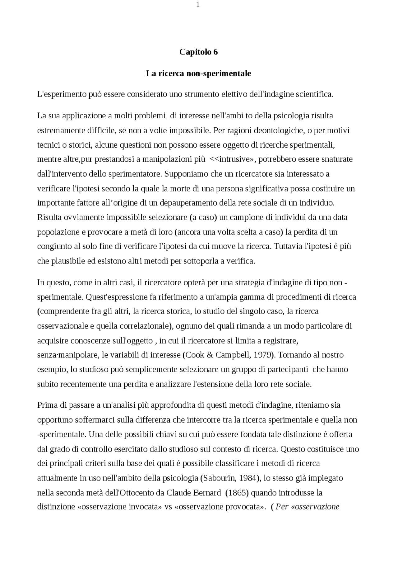 Ricerca Non Sperimentale Docsity