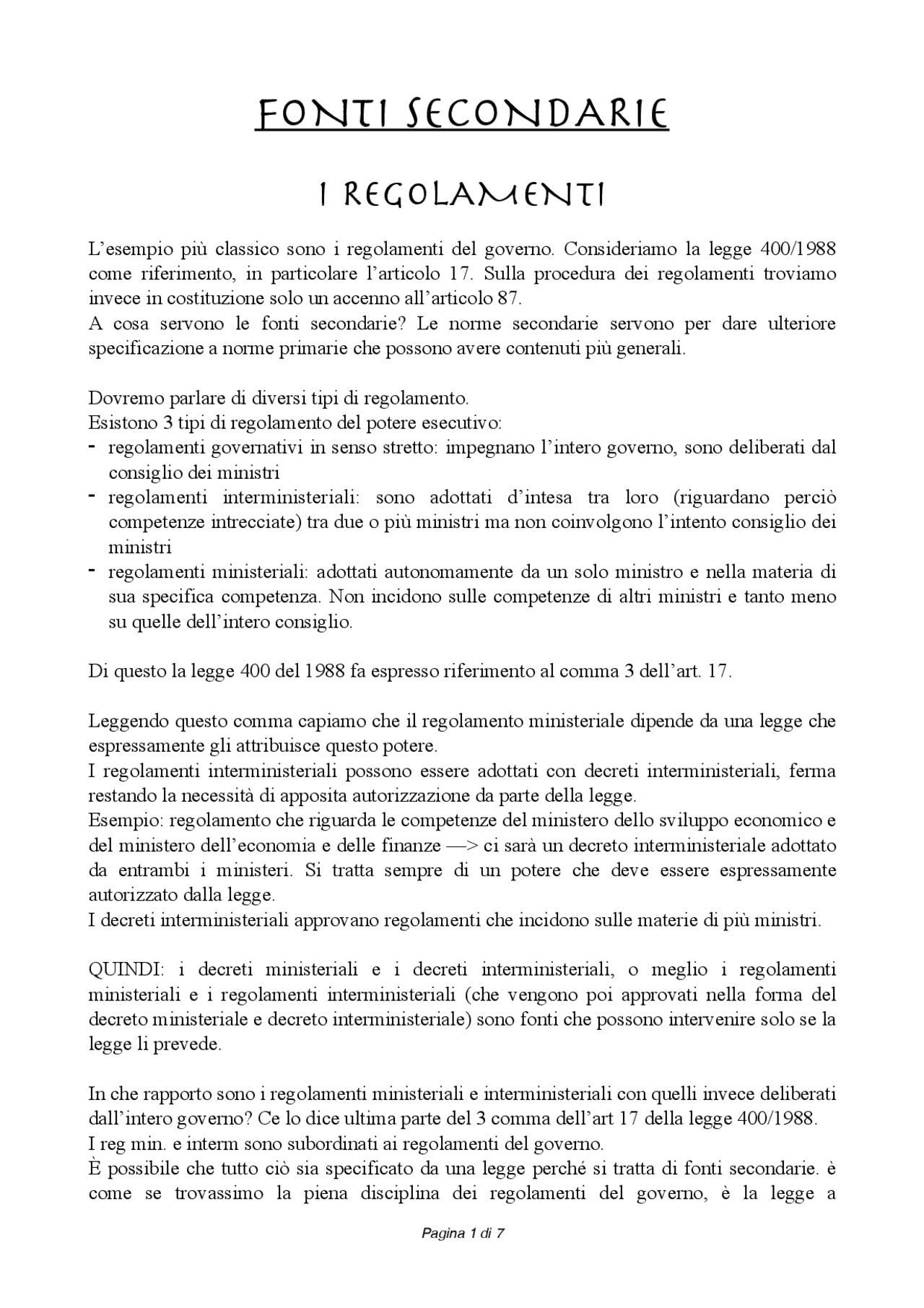 Le fonti secondarie: i regolamenti | Appunti di Diritto Costituzionale ...