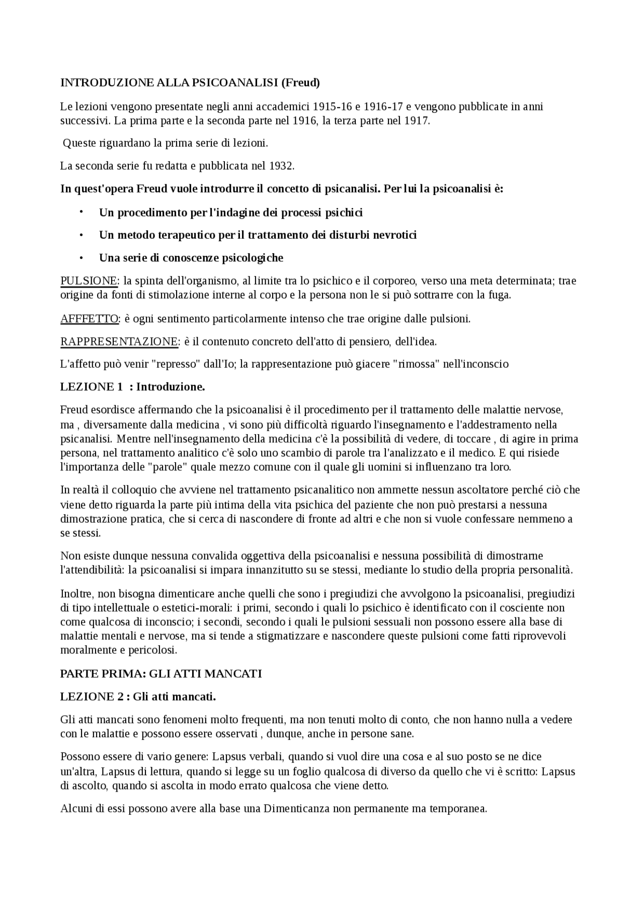 Introduzione Alla Psicoanalisi Freud Docsity