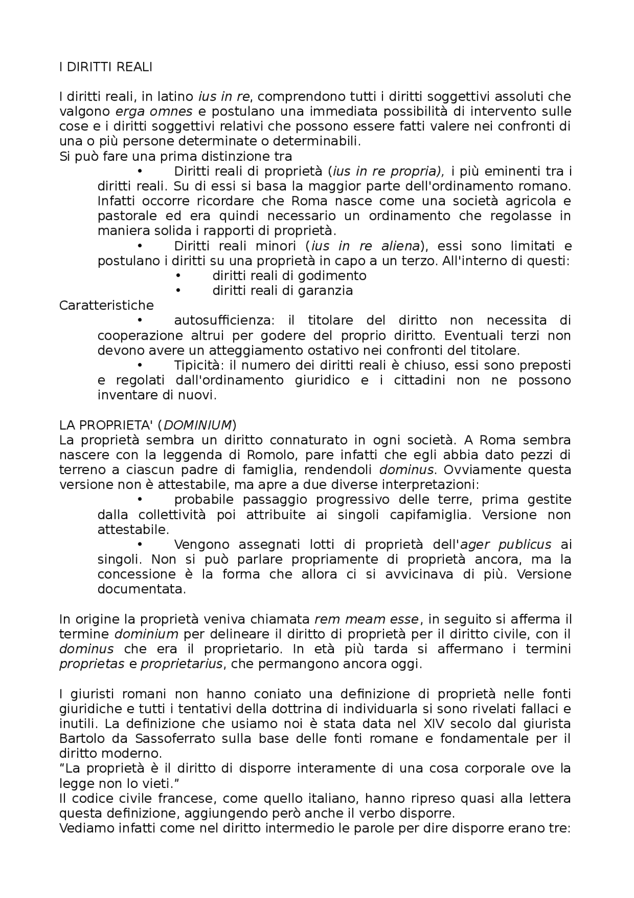 Diritti Reali Nel Diritto Romano Docsity