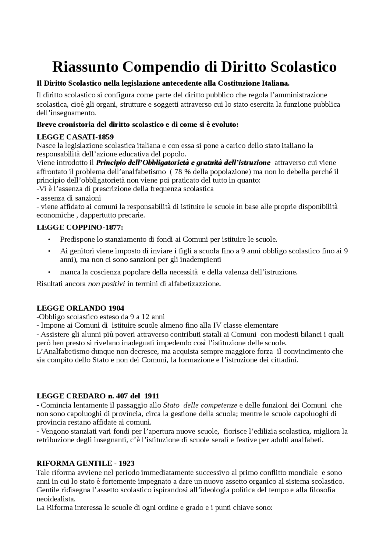 Compendio Di Legislazione Scolastica Docsity