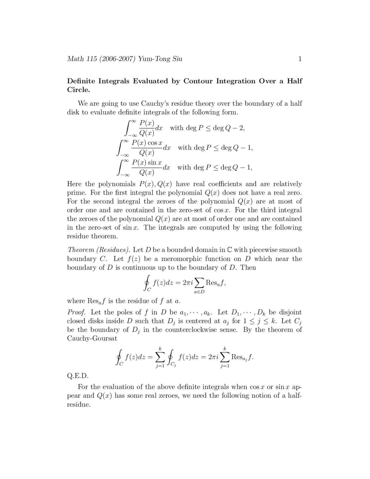 Math 115 Methods Of Analysis And Applications Docsity