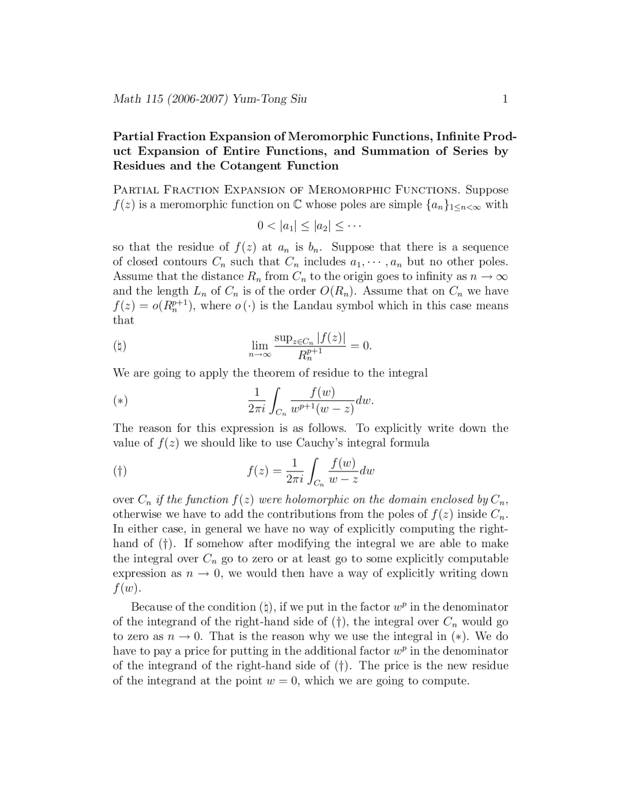 Math 115 Methods Of Analysis And Applications Docsity