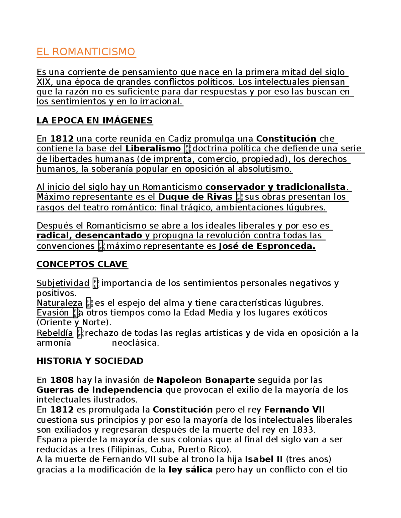 Romanticismo spagnolo: appunti in lingua spagnola sugli aspetti ...