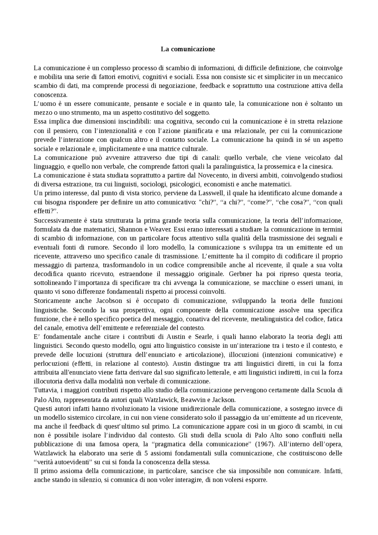 La Comunicazione Docsity