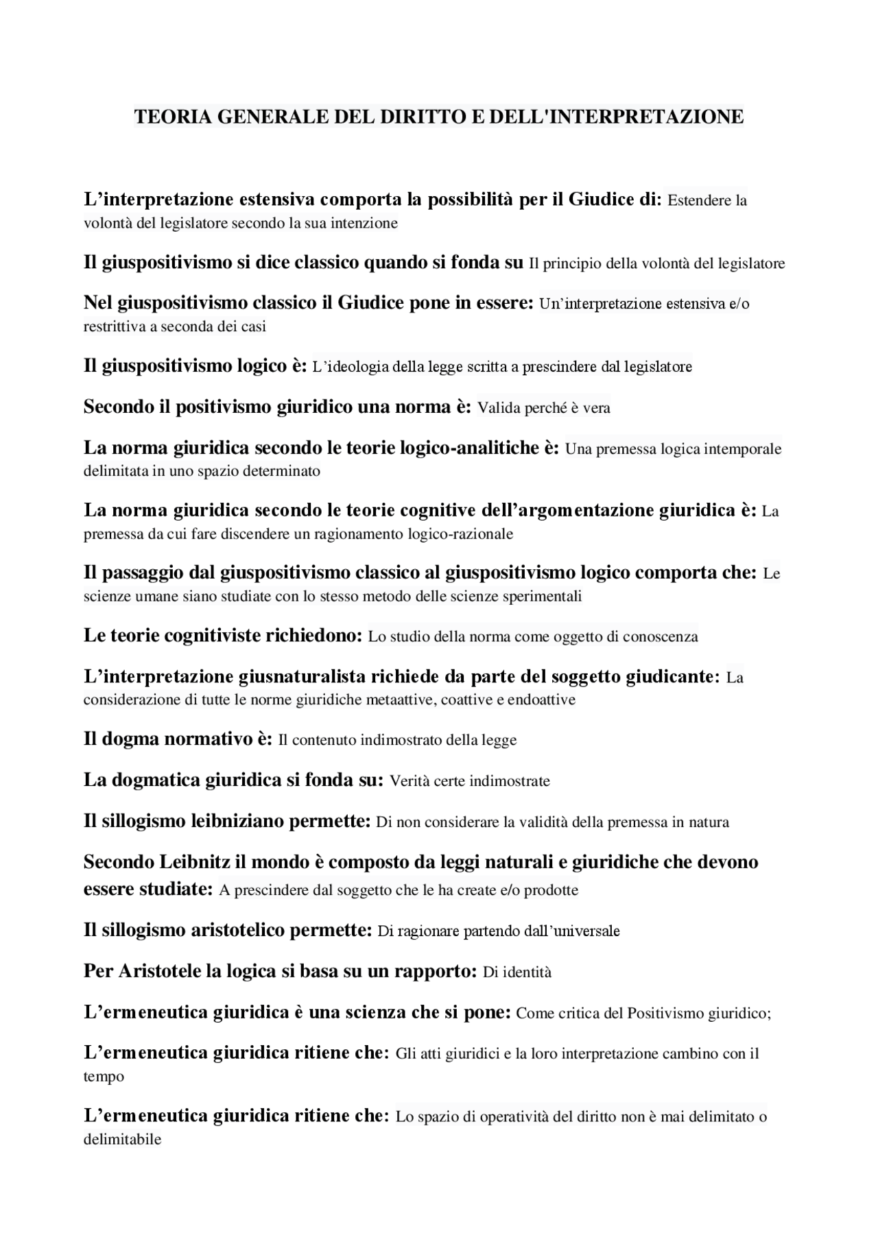 Teoria Generale Del Diritto E Dellinterpretazione Docsity