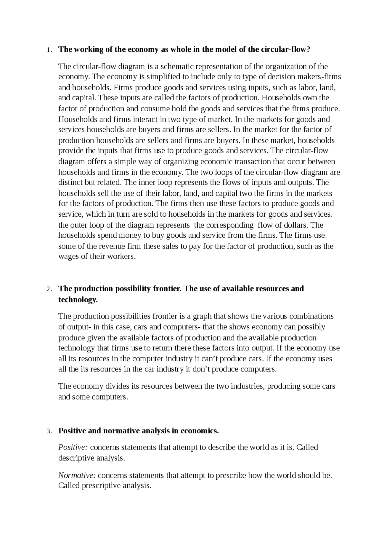 Domande E Risposte Per Lesame Di Economics Docsity