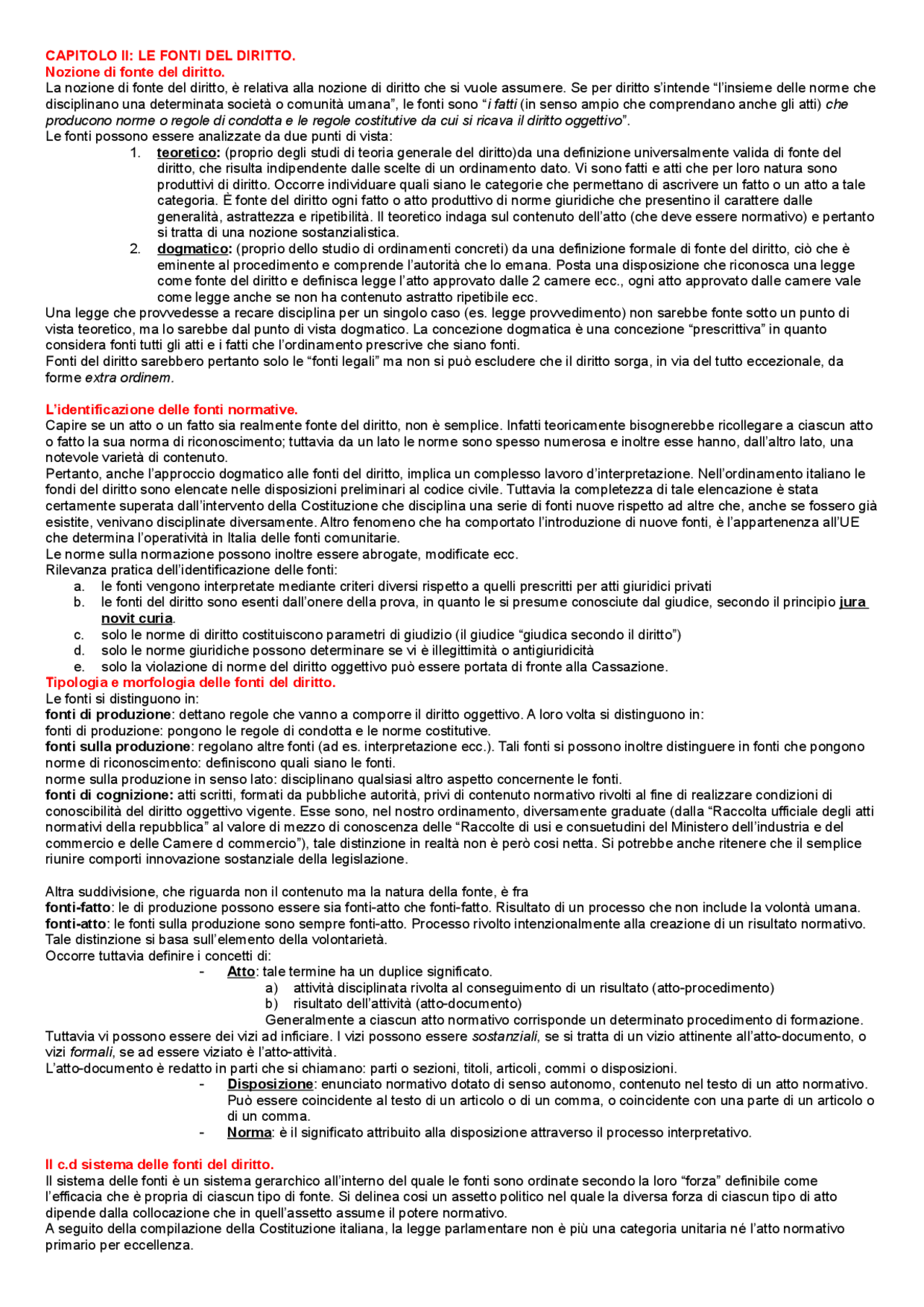 Capitolo Ii Le Fonti Del Diritto Diritto Pubblico Modugno Docsity