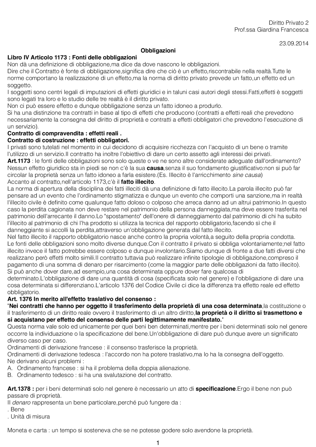 Appunti Diritto Privato 2 Docsity
