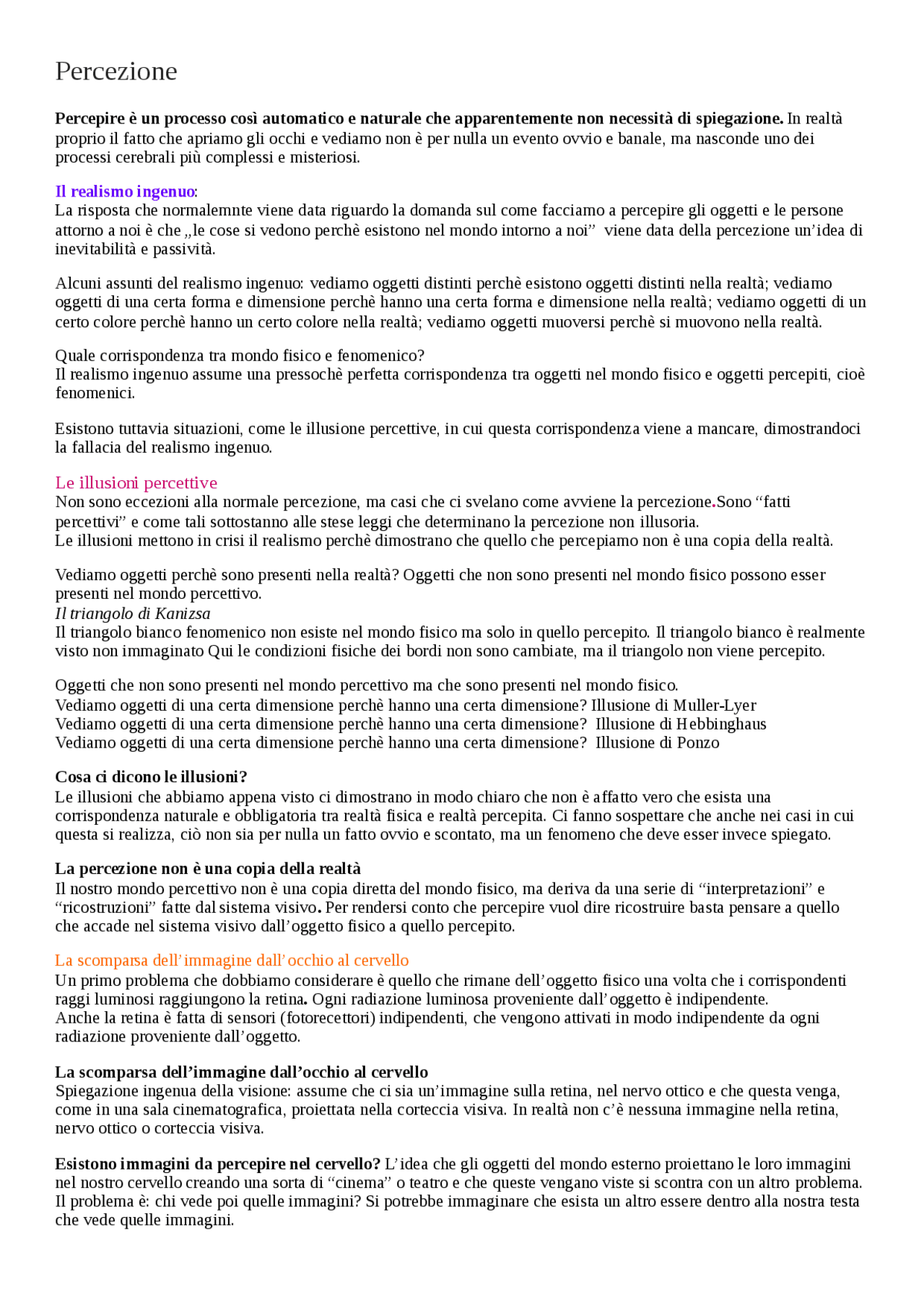 Riassunto Psicologia Generale Docsity