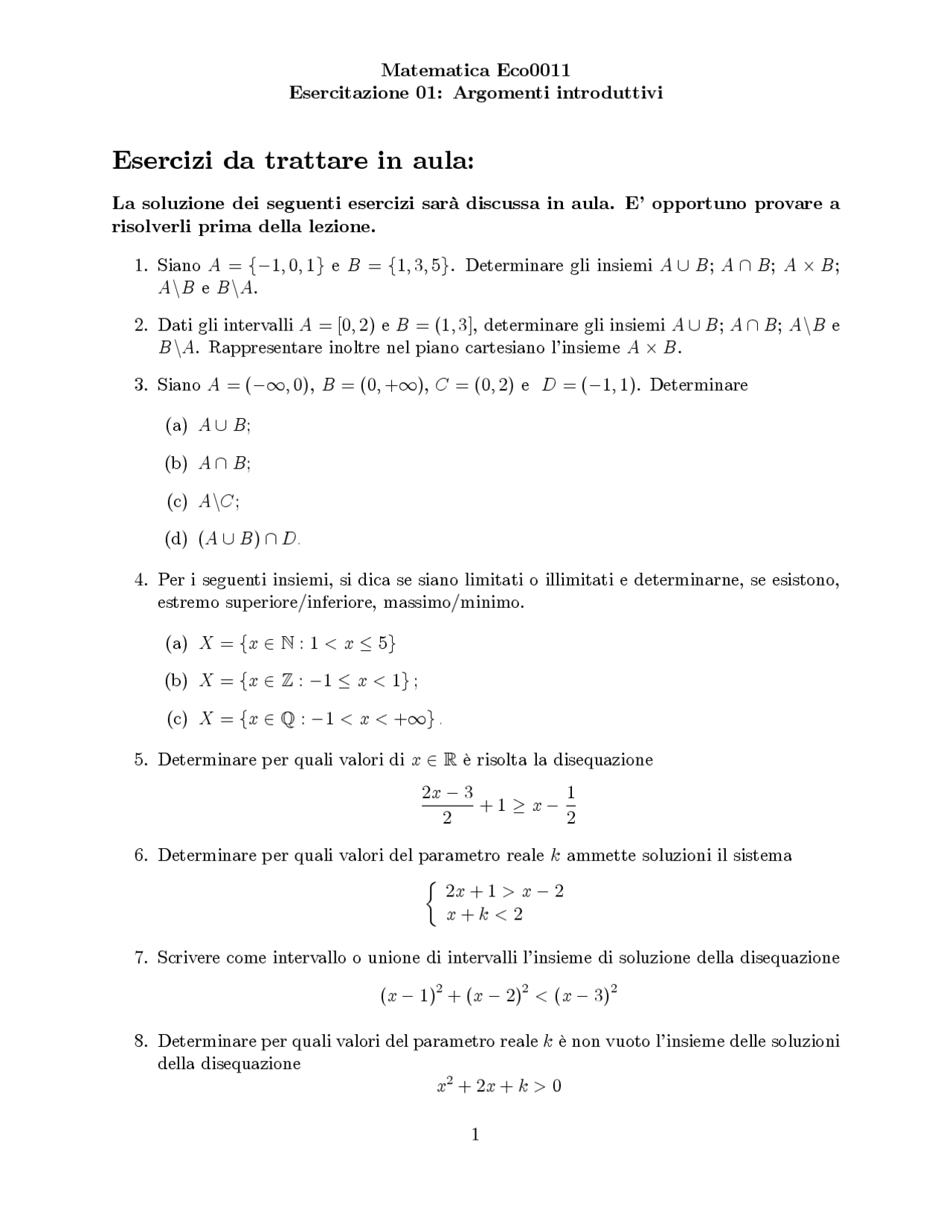 Esercitazioni Di Matematica Docsity