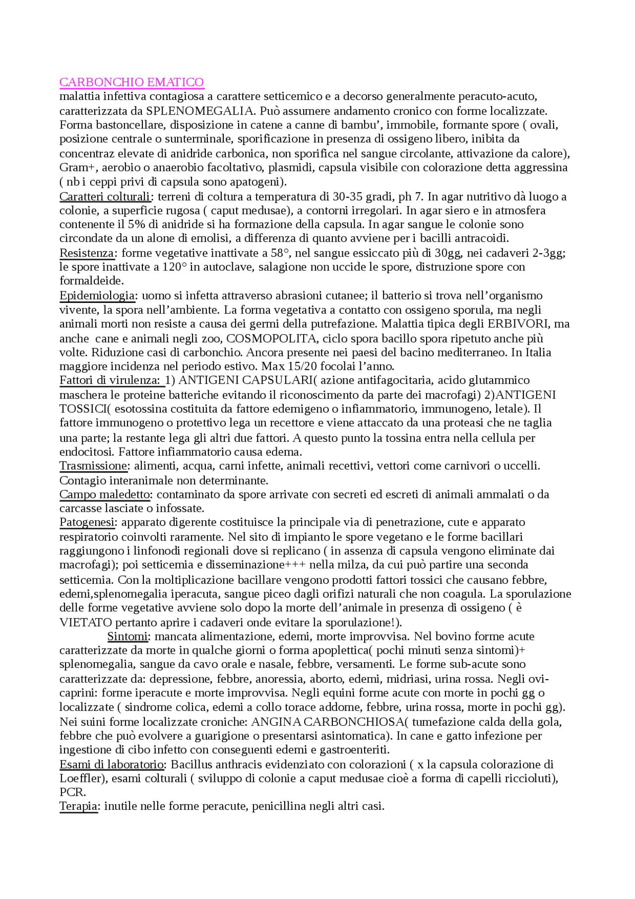 Malattie Batteriche Docsity