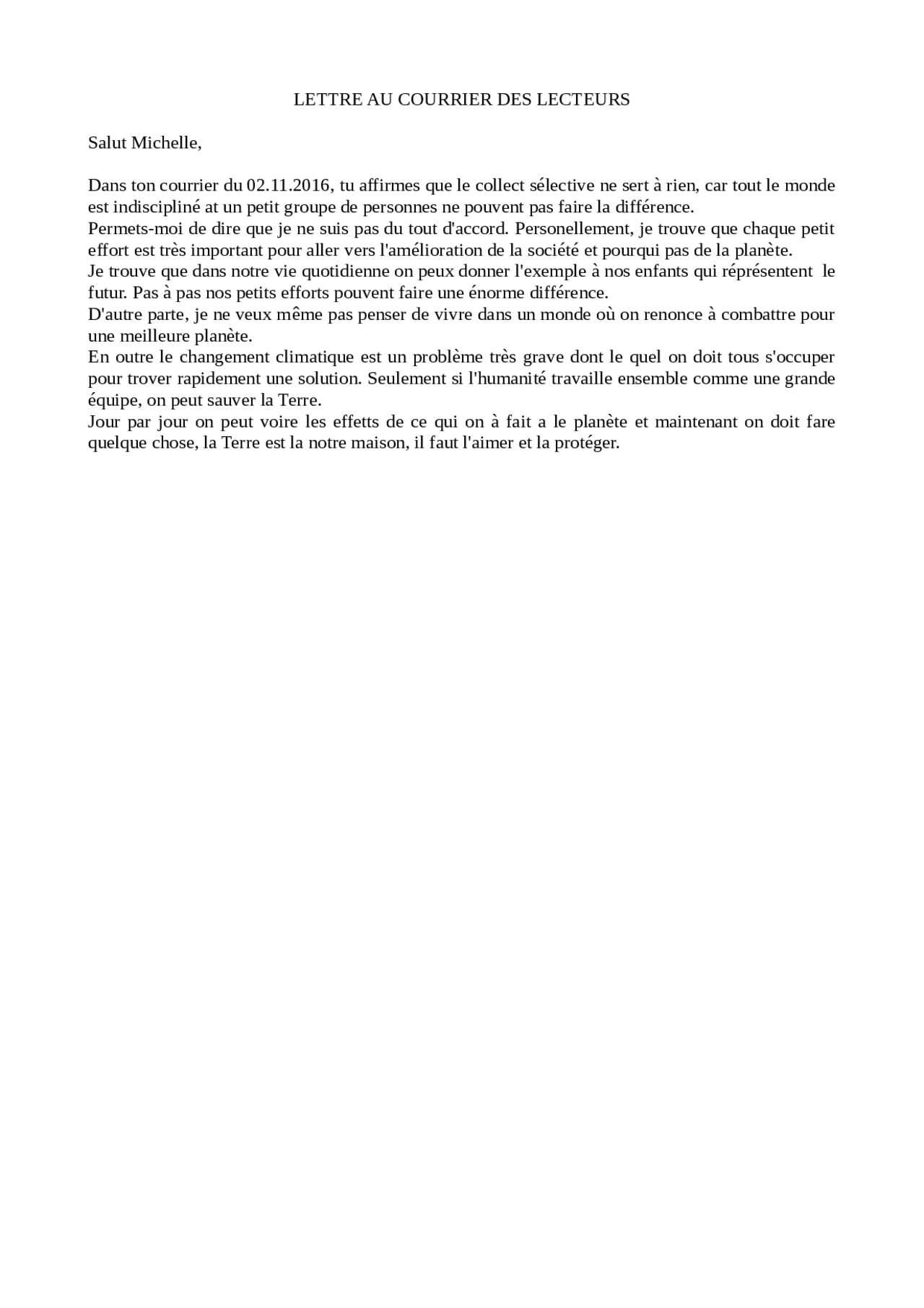 Esempi di lettere in preparazione al B1 di francese: Lettre au courrier ...