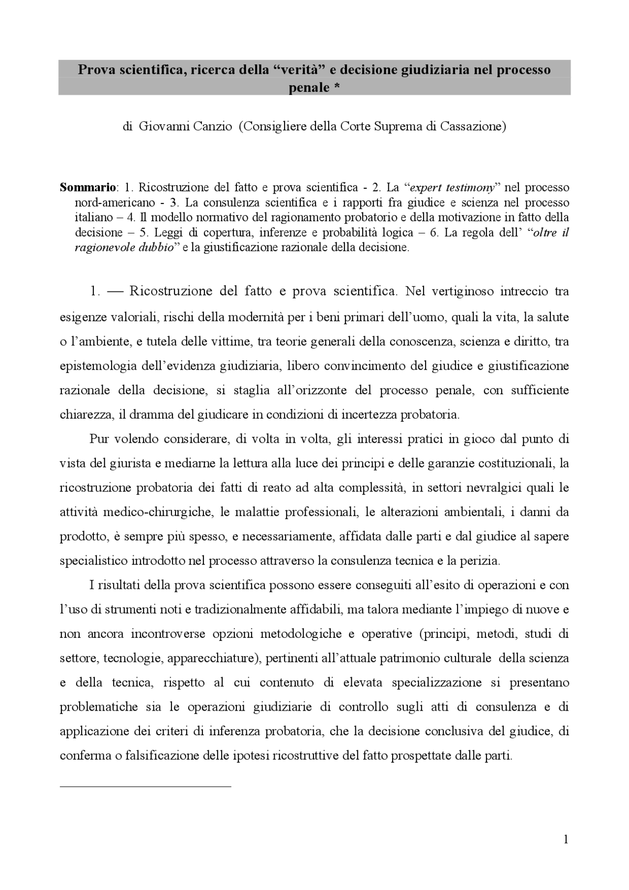 La prova scientifica - Docsity