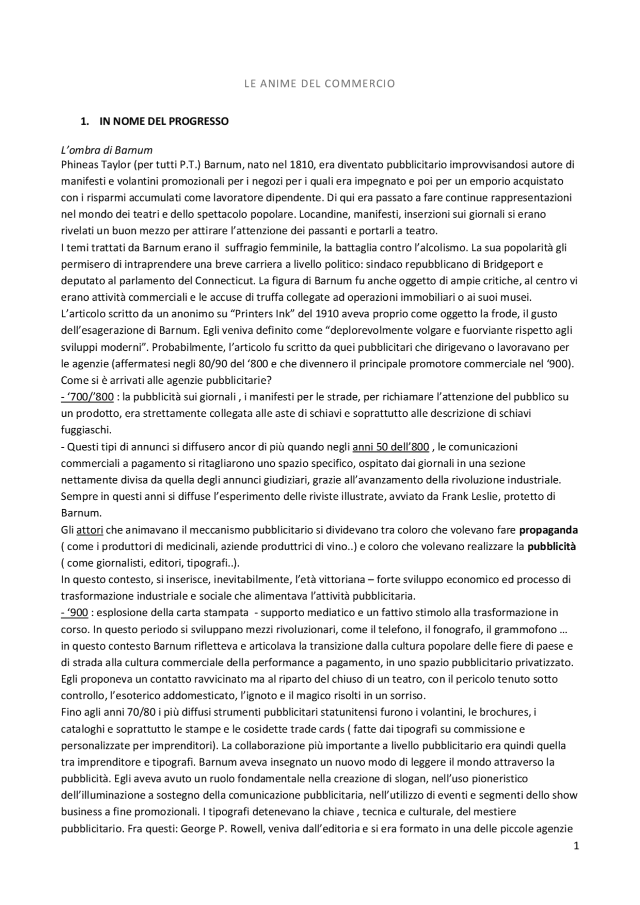 Le Anime Del Commercio Docsity