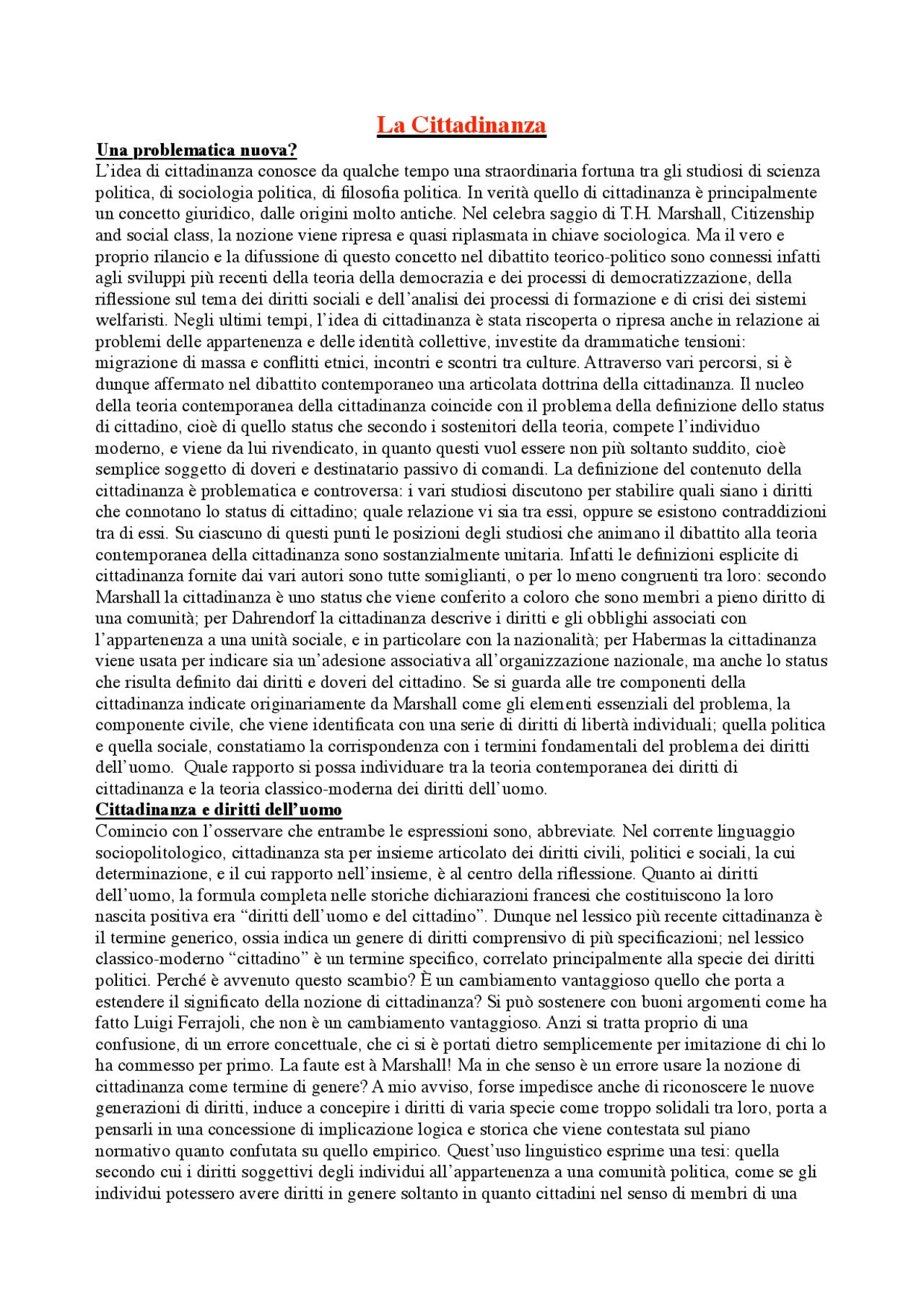 Cittadinanza Riassunto Cap 6 Docsity