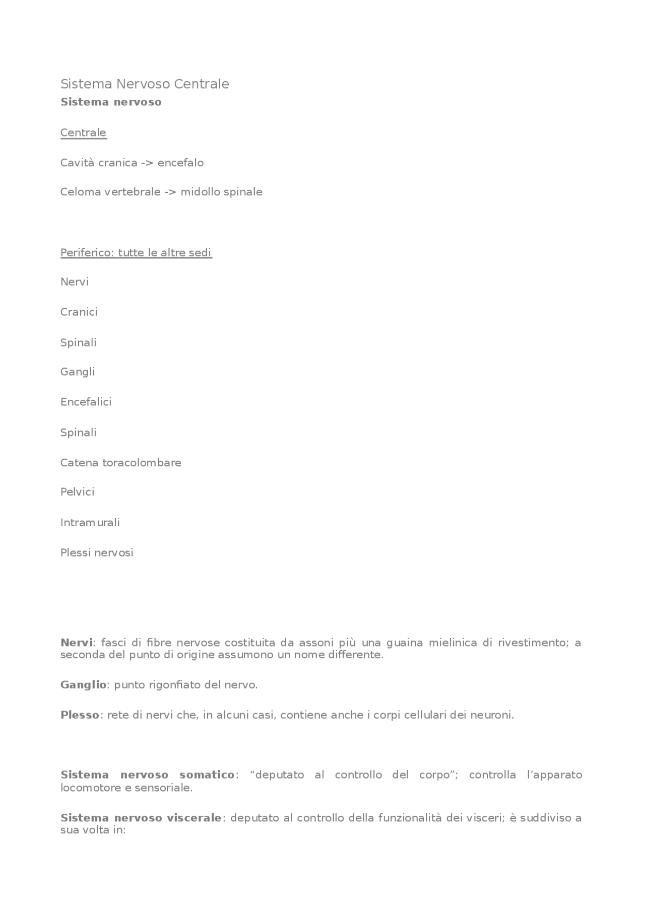 Sistema Nervoso Centrale Docsity