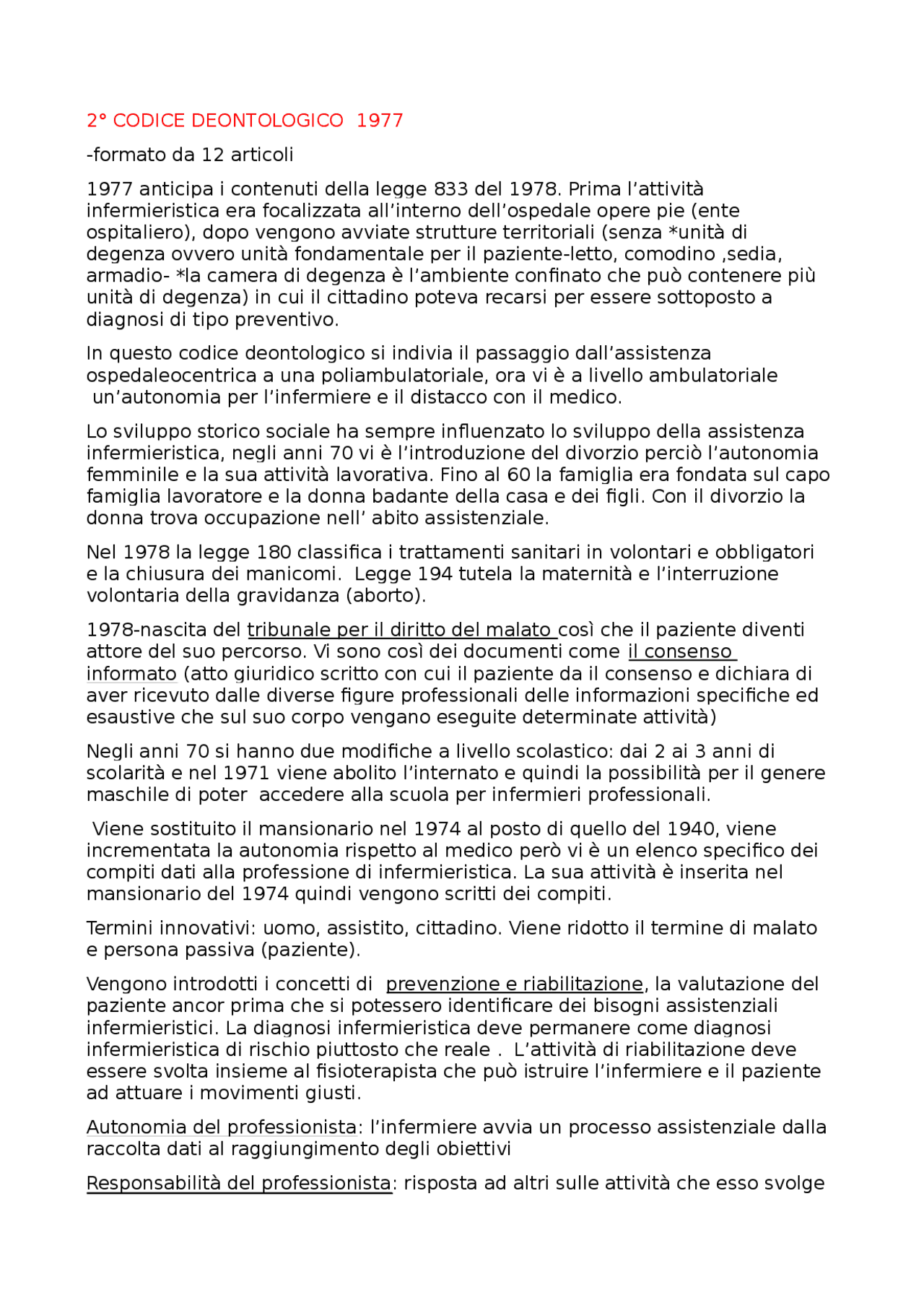 Codice Deontologico Infermieri Docsity