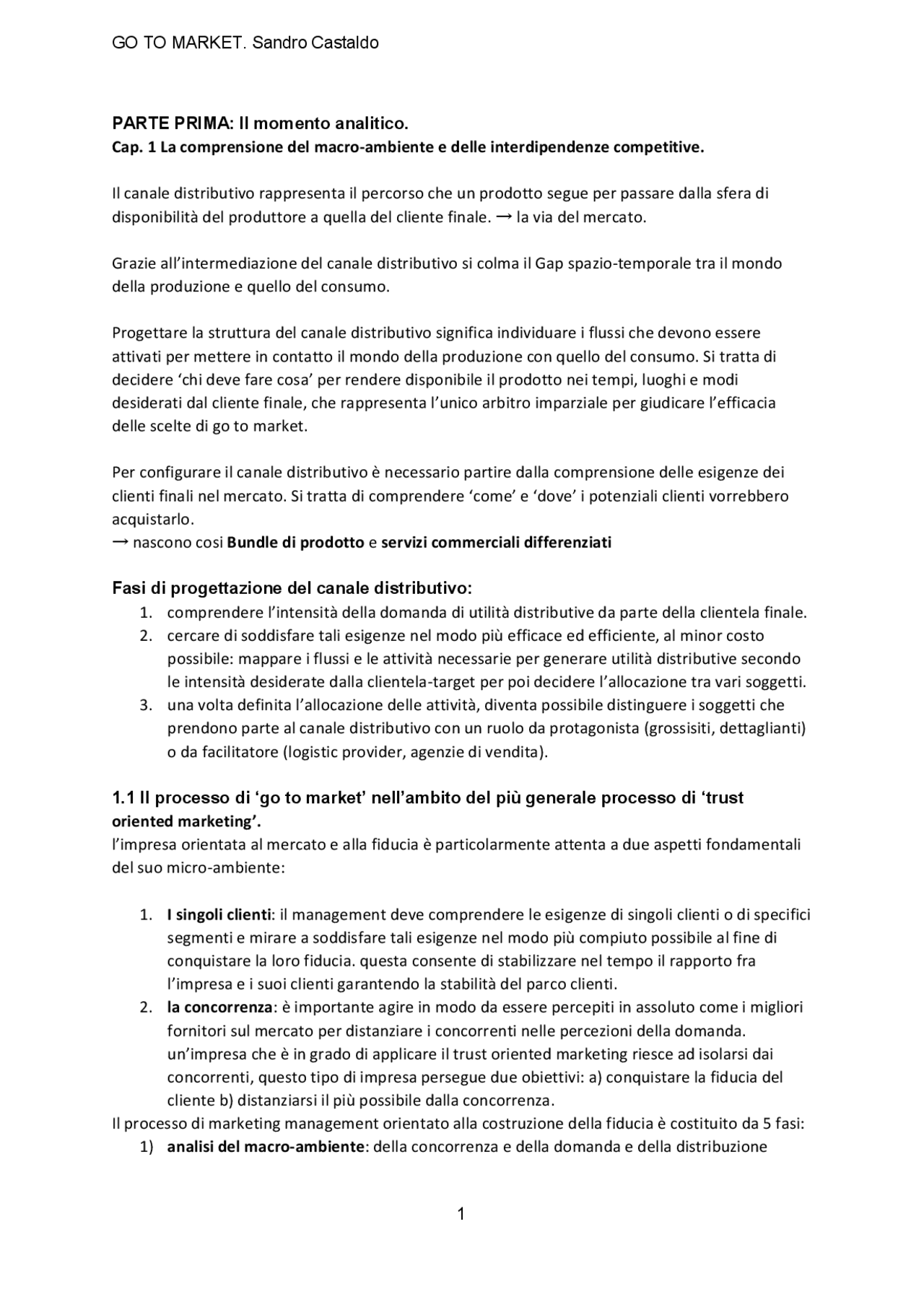 Go To Market Cap1 9 Sandro Castaldo Docsity