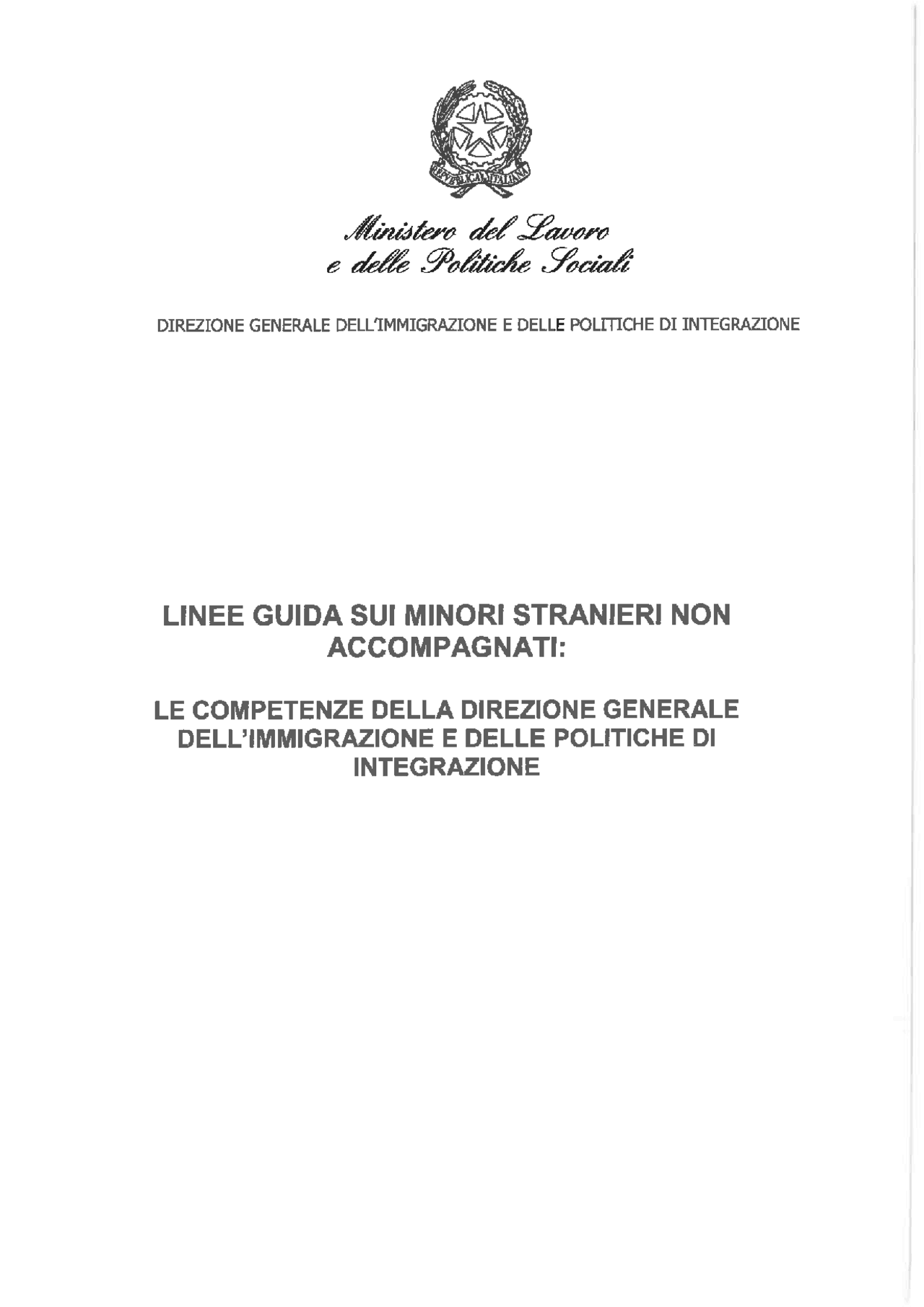 Linee Guida Minori Stranieri Non Accompagnati Docsity