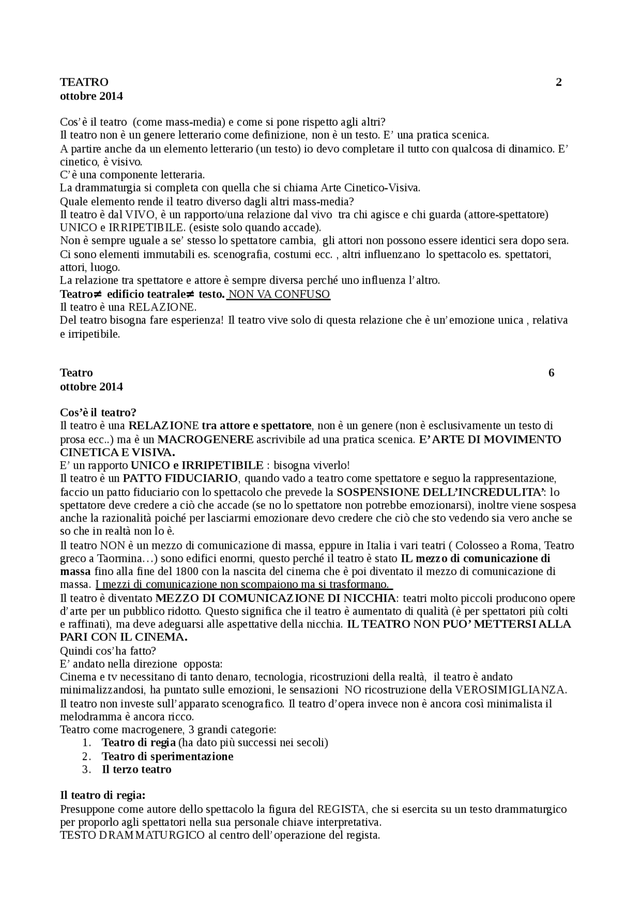 Appunti Esame Teatro Con Prof Garavaglia Iulm Parte 1 Docsity