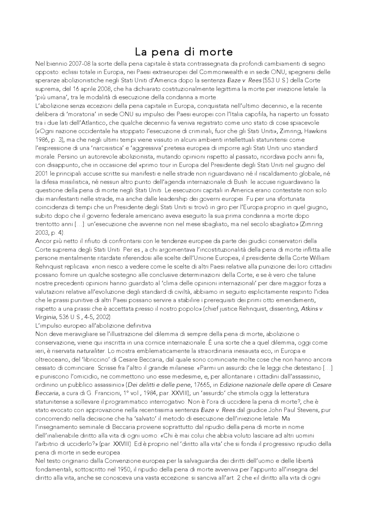La Pena Di Morte Docsity