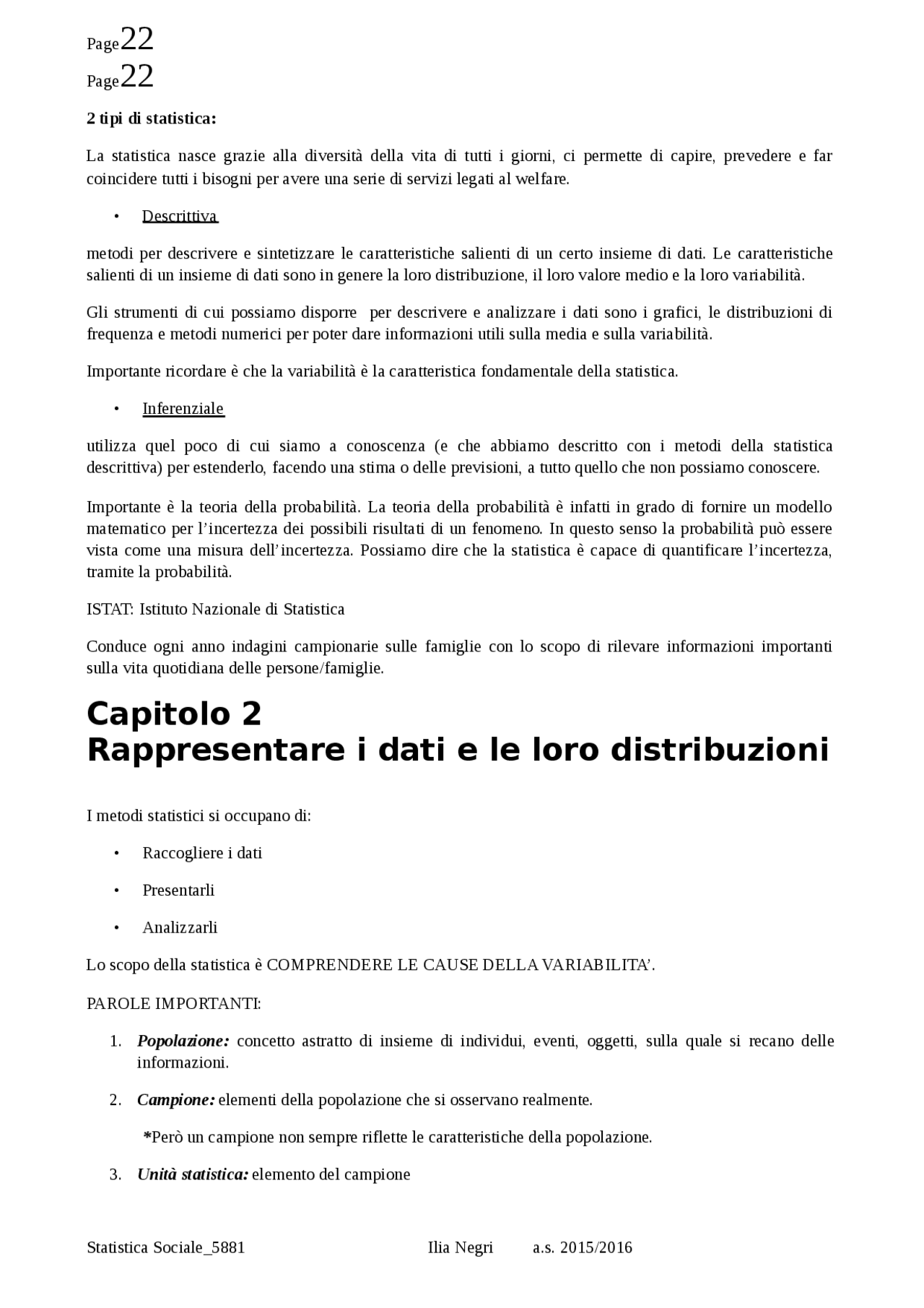 Statistica Sociale. Ilia Negri - Docsity