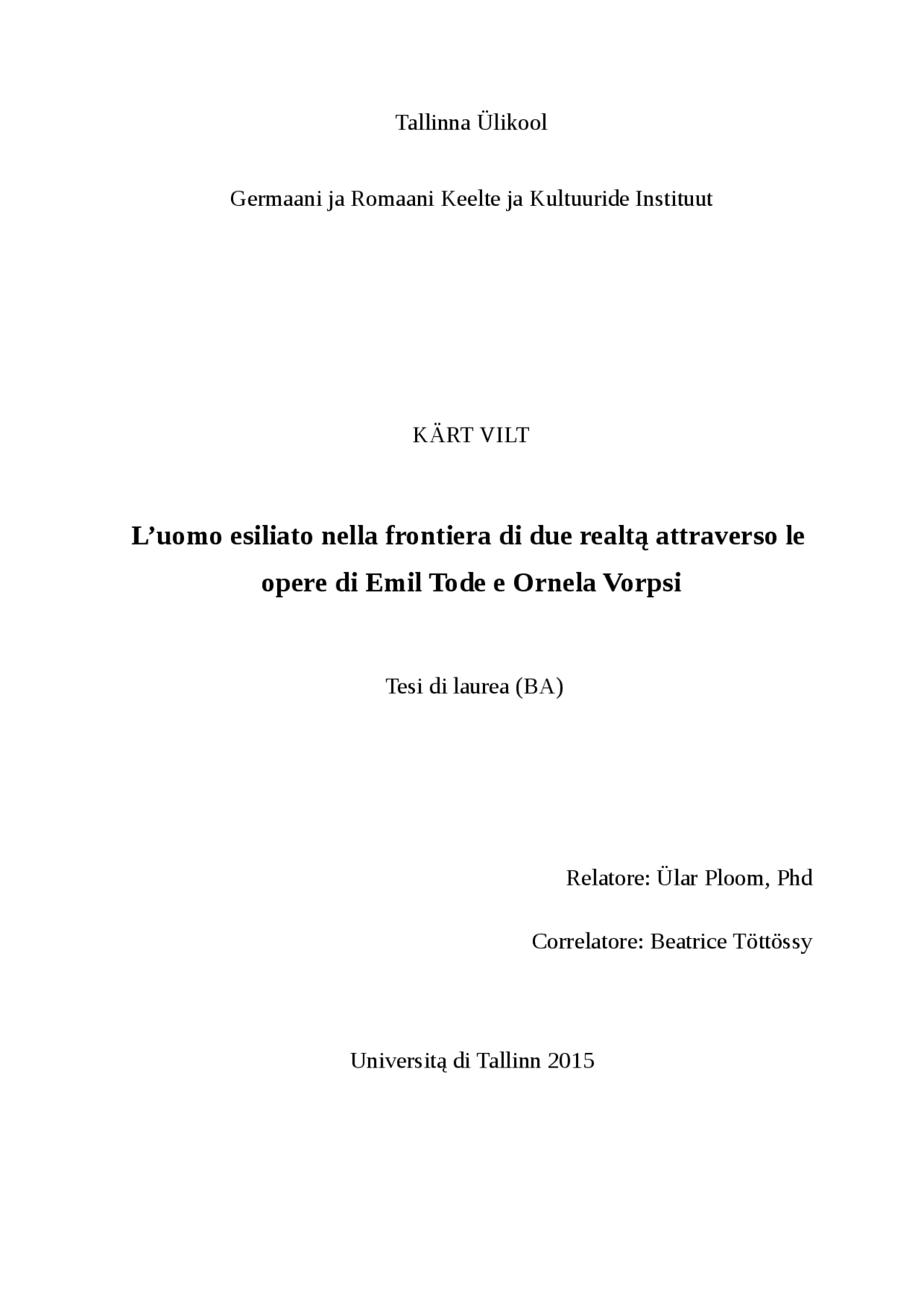L’uomo esiliato nella frontiera di due realtà attraverso le opere di ...