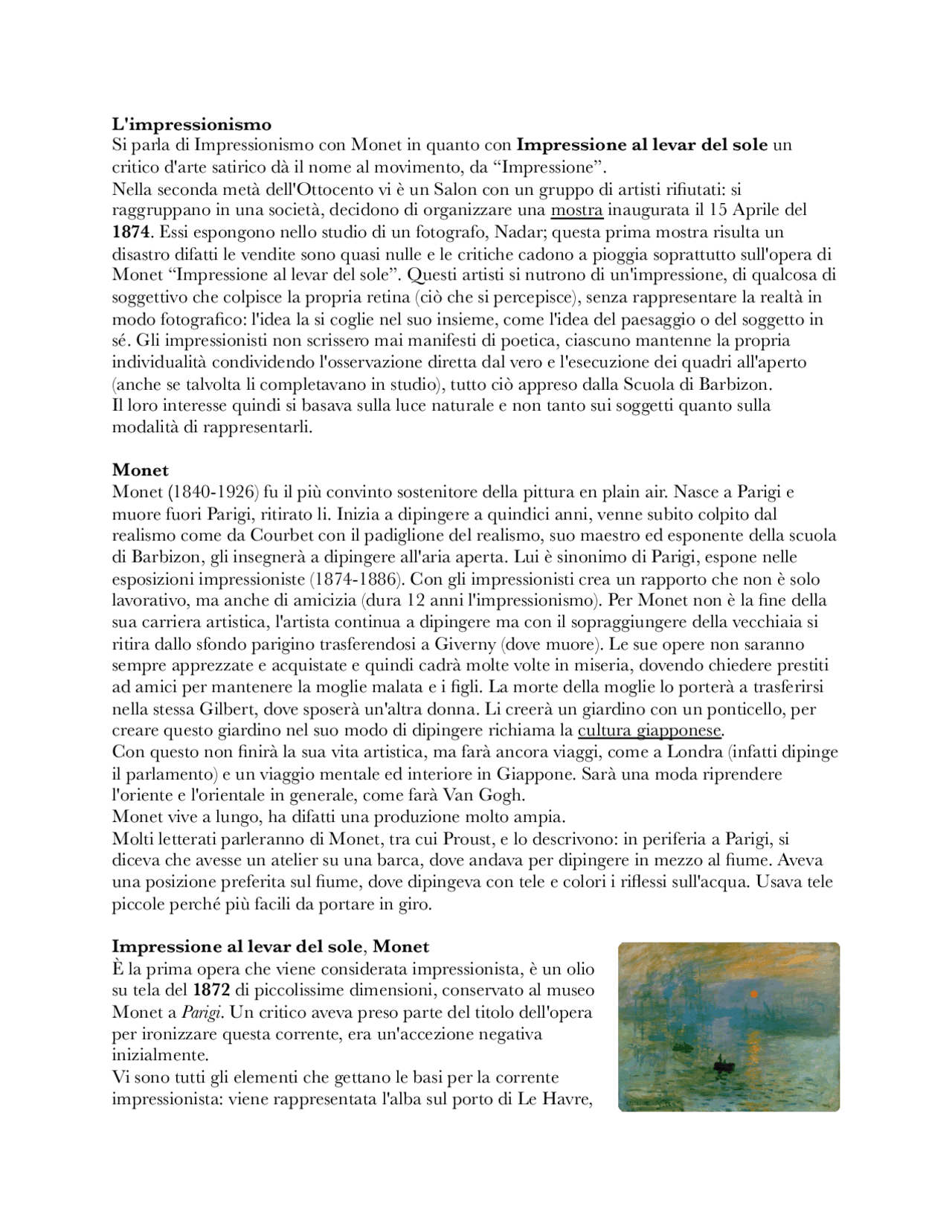 Impressionismo In Storia Dellarte Docsity