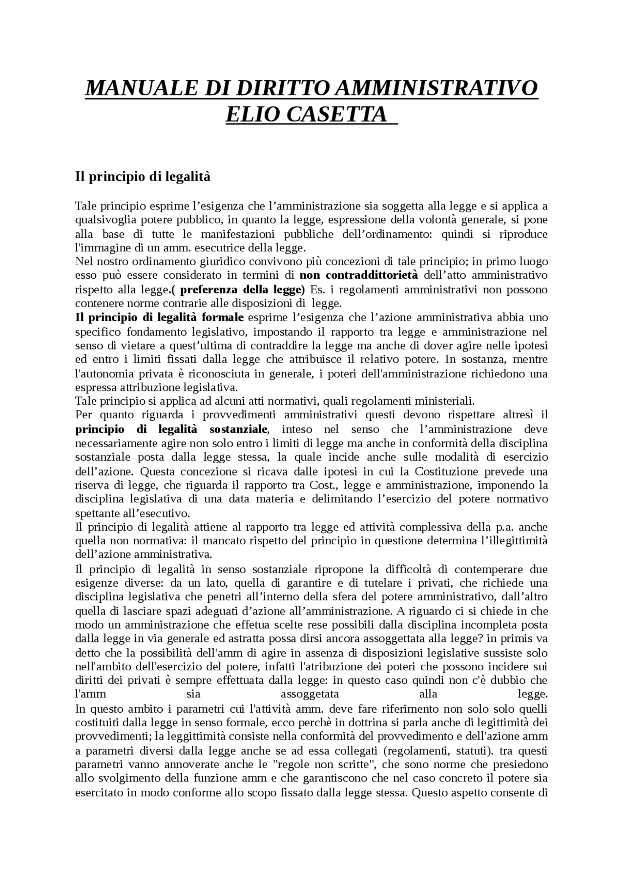 Manuale Di Diritto Amministrativo Elio Casetta Docsity
