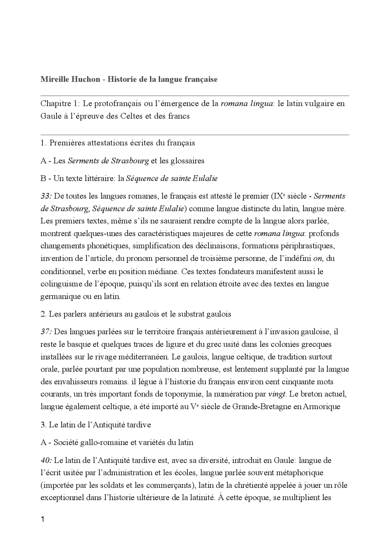 Histoire De La Langue Française Docsity