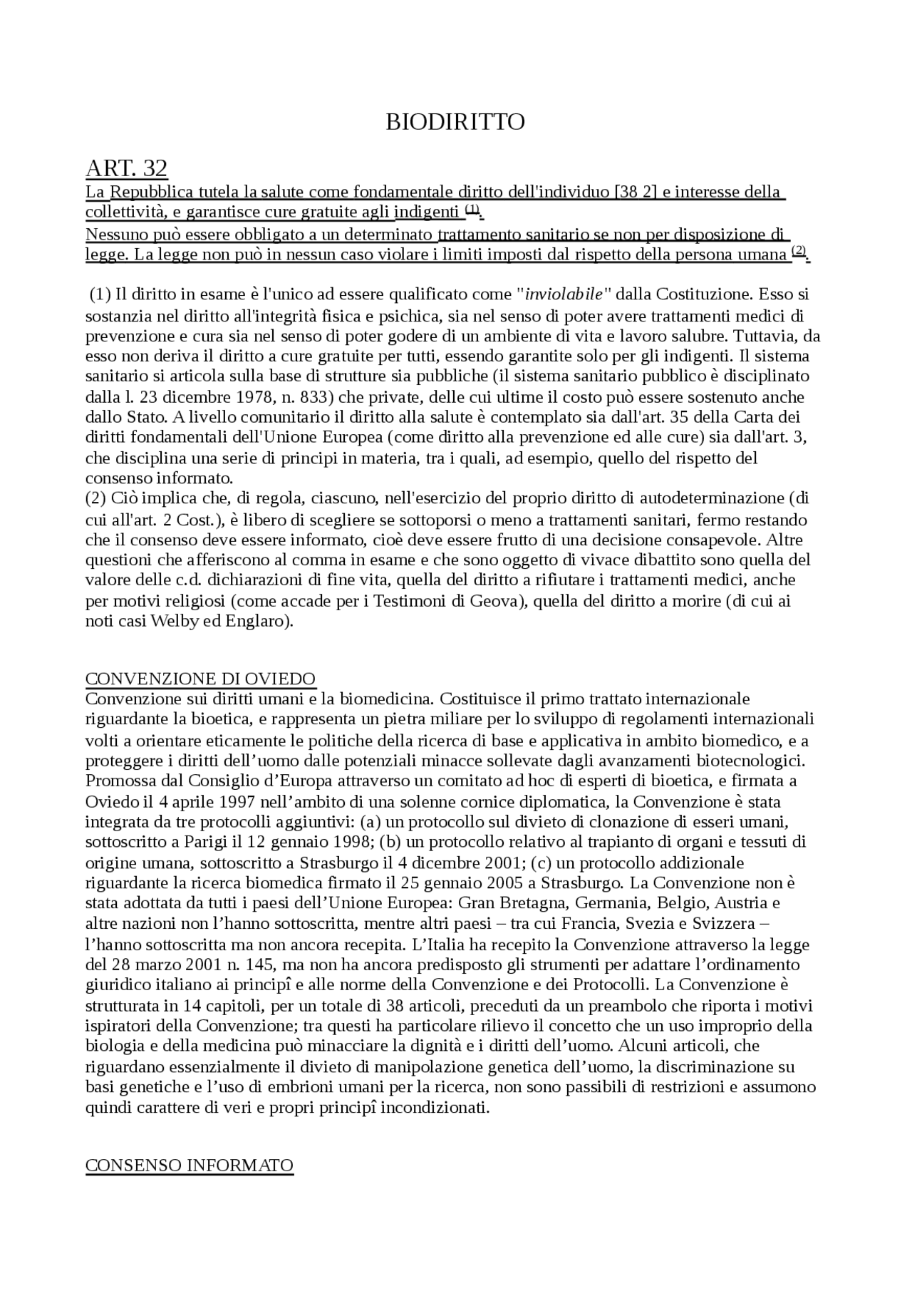 Riassunti Di Biodiritto Docsity