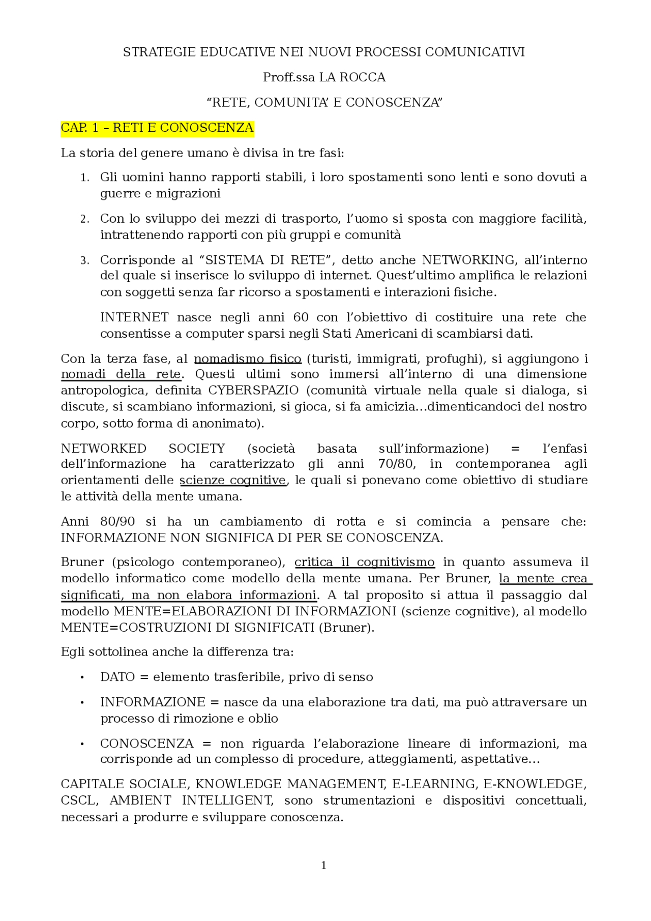 Strategie Educative Nei Nuovi Processi Comunicativi La Rocca Docsity