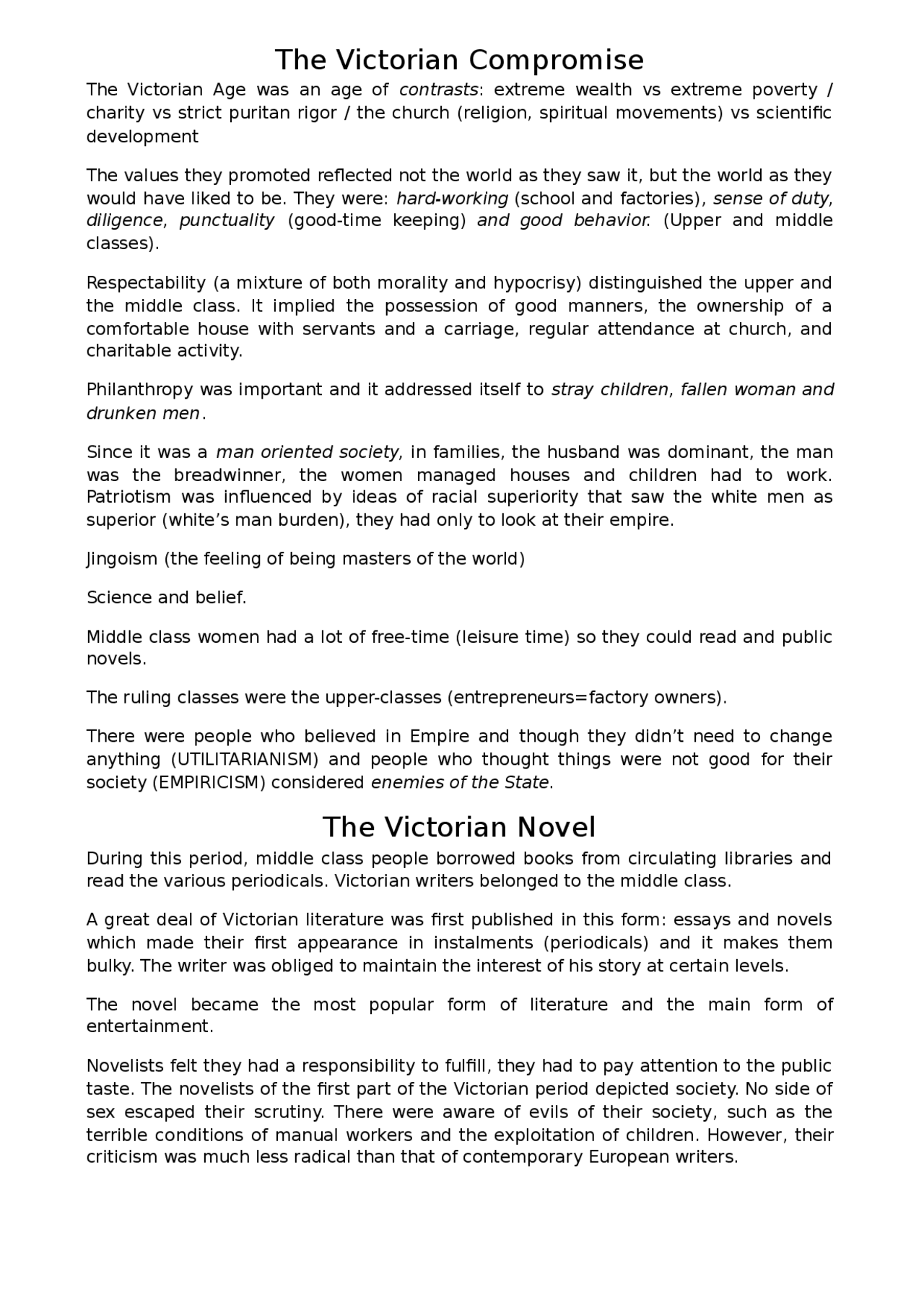 The Victorian compromise - Docsity