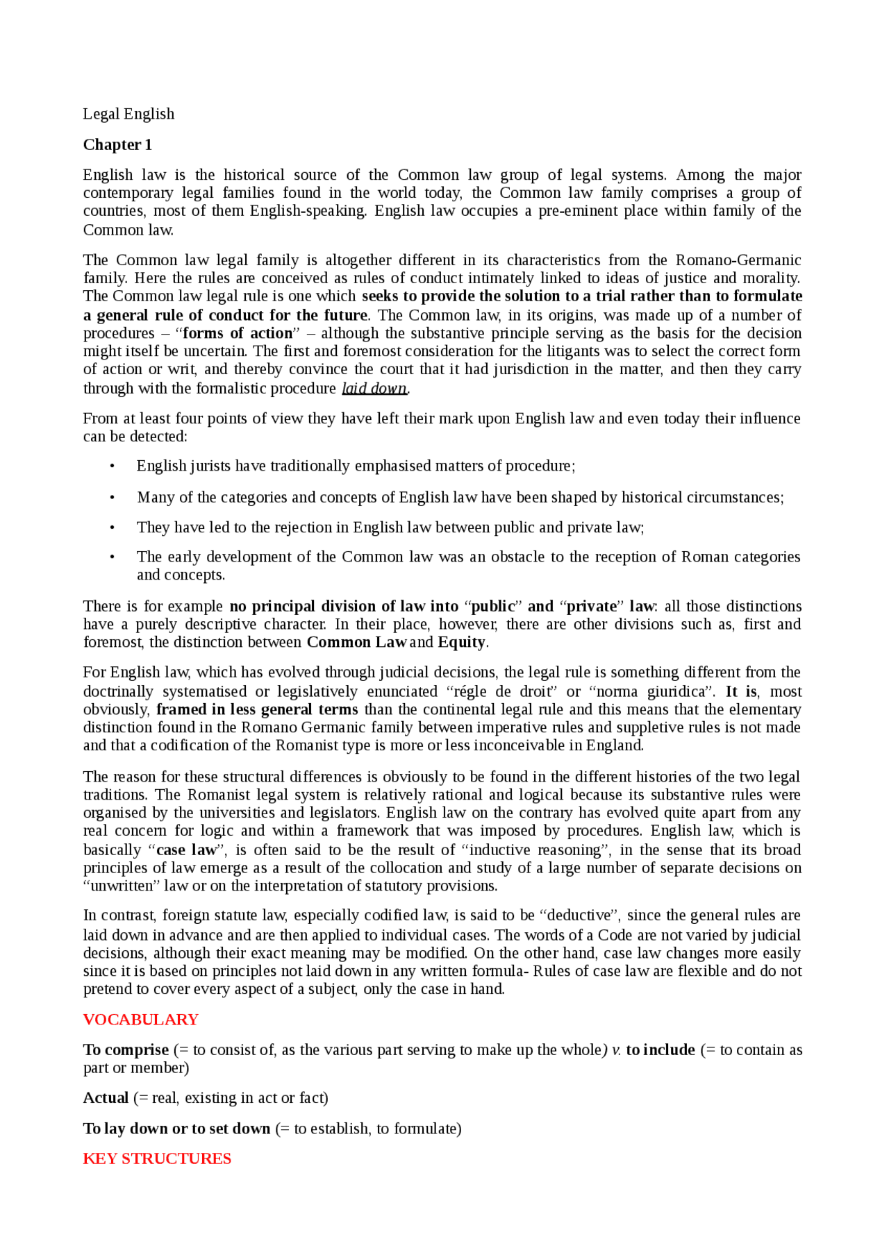 Legal English, lingua inglese II REL - Docsity