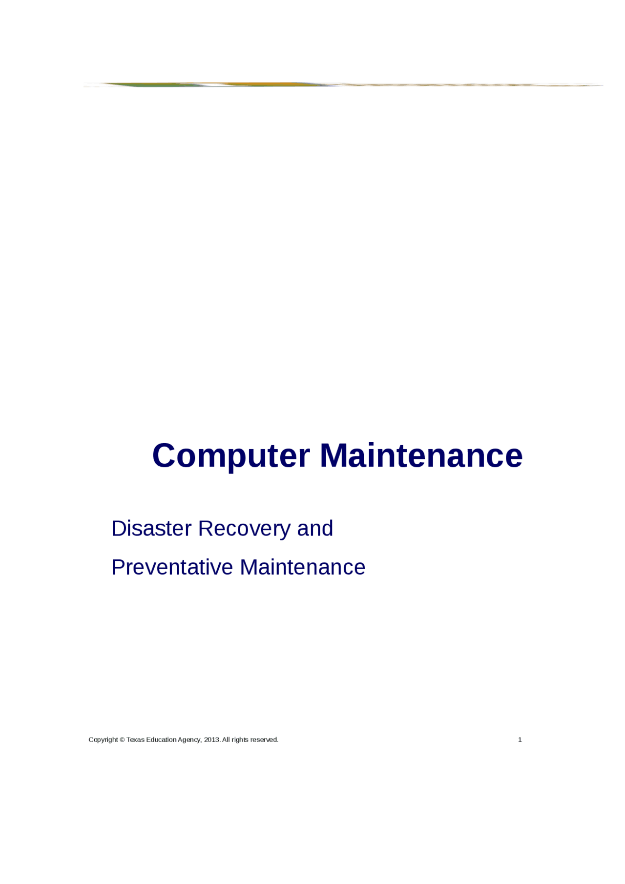 Computer Maintenance Docsity