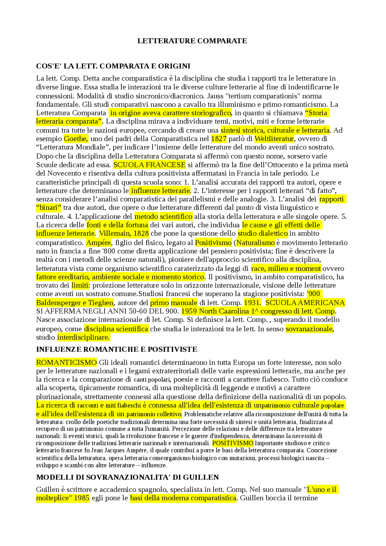 riassunto letterature comparate | Appunti di Letterature comparate ...